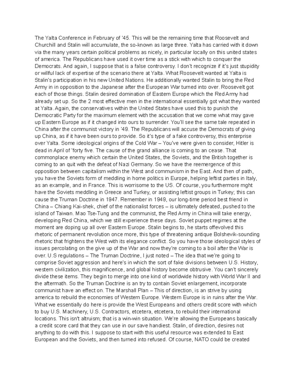 2312 Lesson 80 - Cold War Origins - The Yalta Conference in February of ...