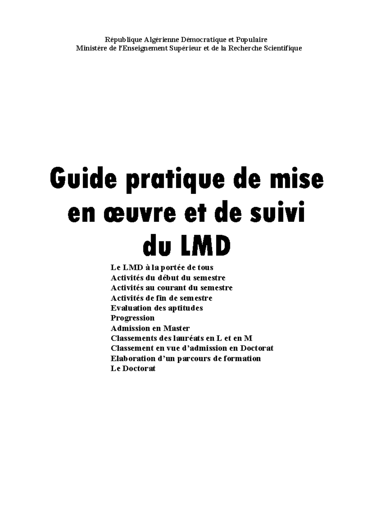 Guide pratique systeme LMD en francais - République Algérienne ...