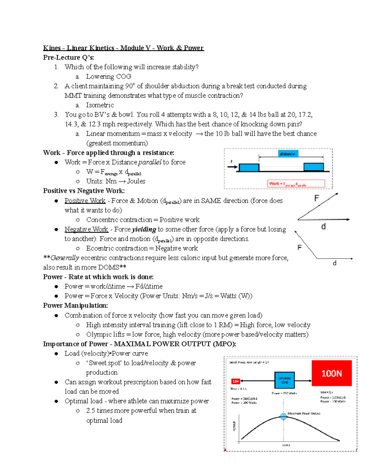 Linear Kinetics (14) - Kines - Linear Kinetics - Module V - Work ...