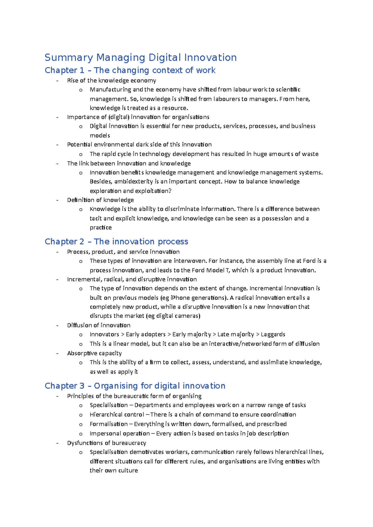 Short Book Summary Managing Digital Innovation - Summary Managing ...