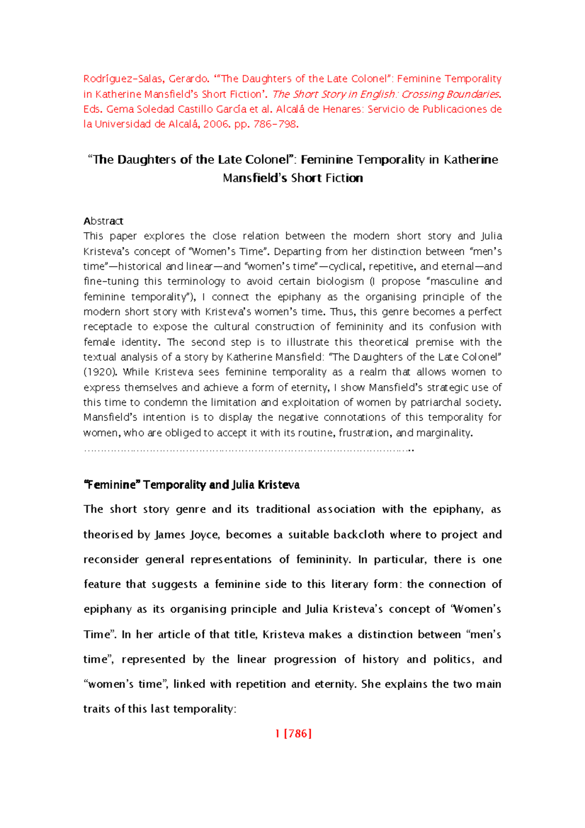 Rodriguez-Salas, G. 2006 . Daughters of Late Colonel. Short Story in ...