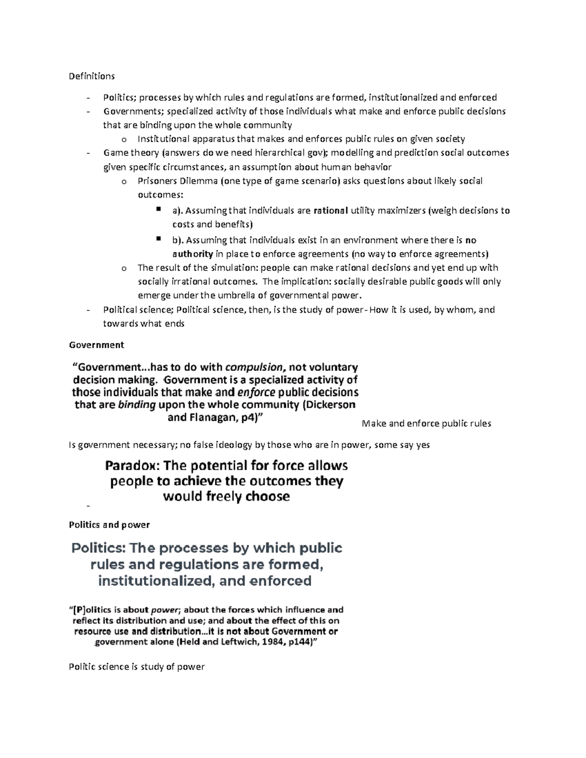 Polisci - politics - Definitions Politics; processes by which rules and ...