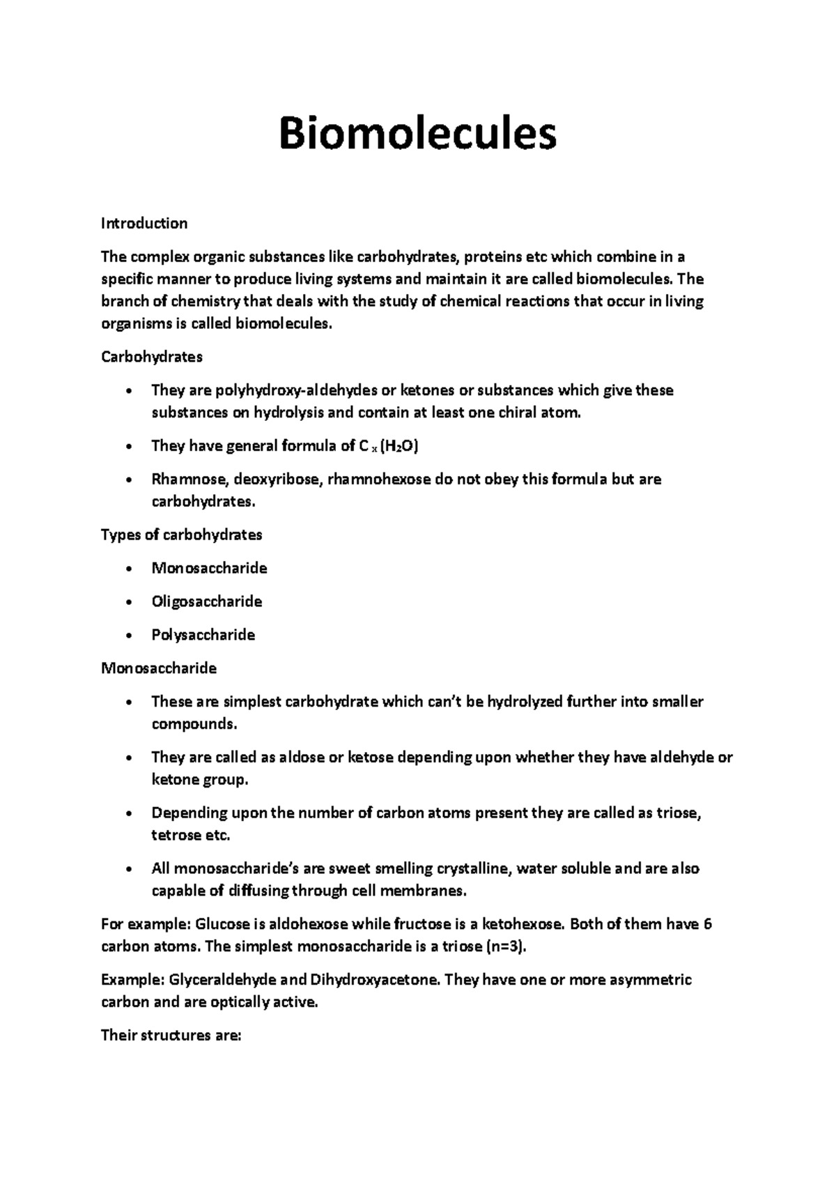 Biomolecules - Sample paper - Biomolecules Introduction The complex ...