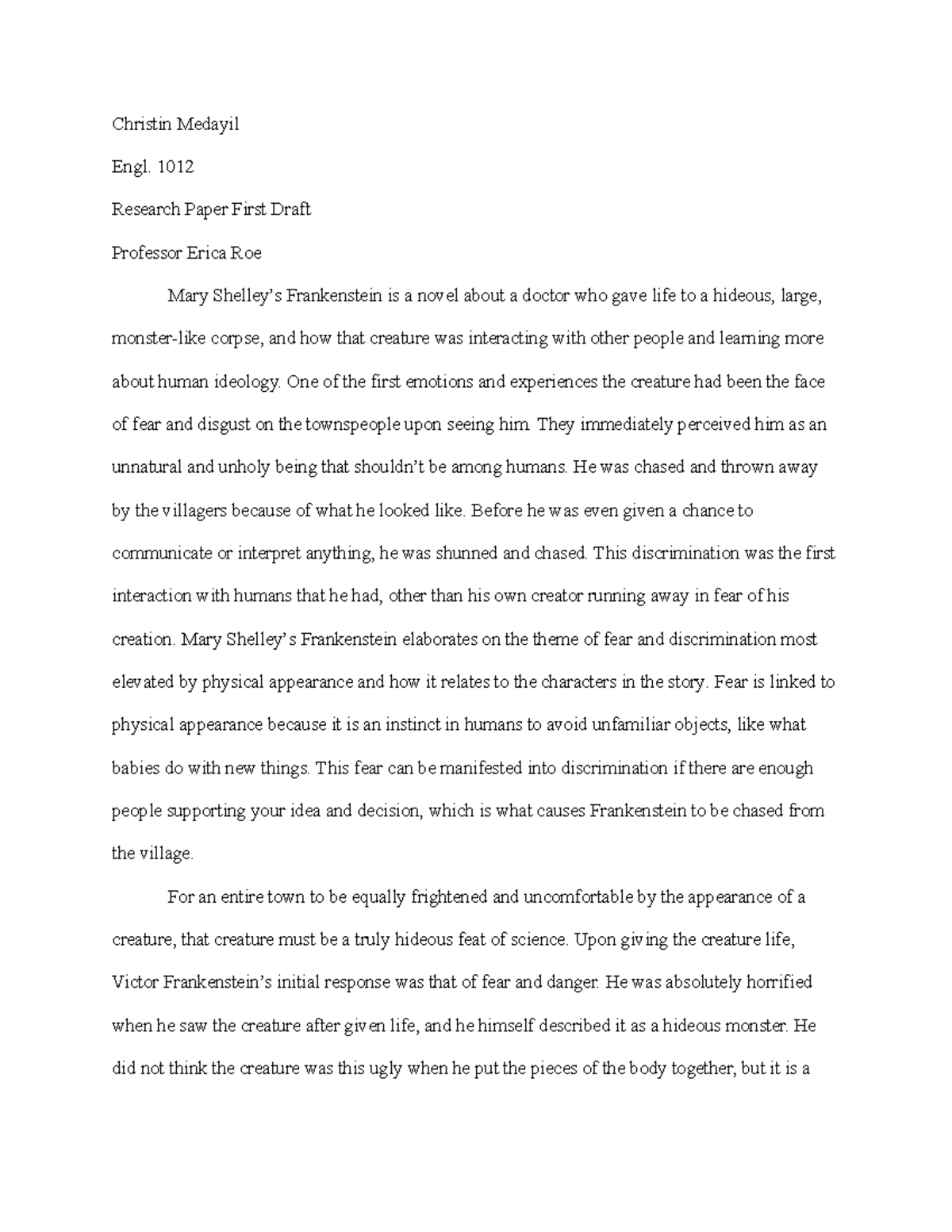 Engl. Comp 2 First Draft - Christin Medayil Engl. 1012 Research Paper ...
