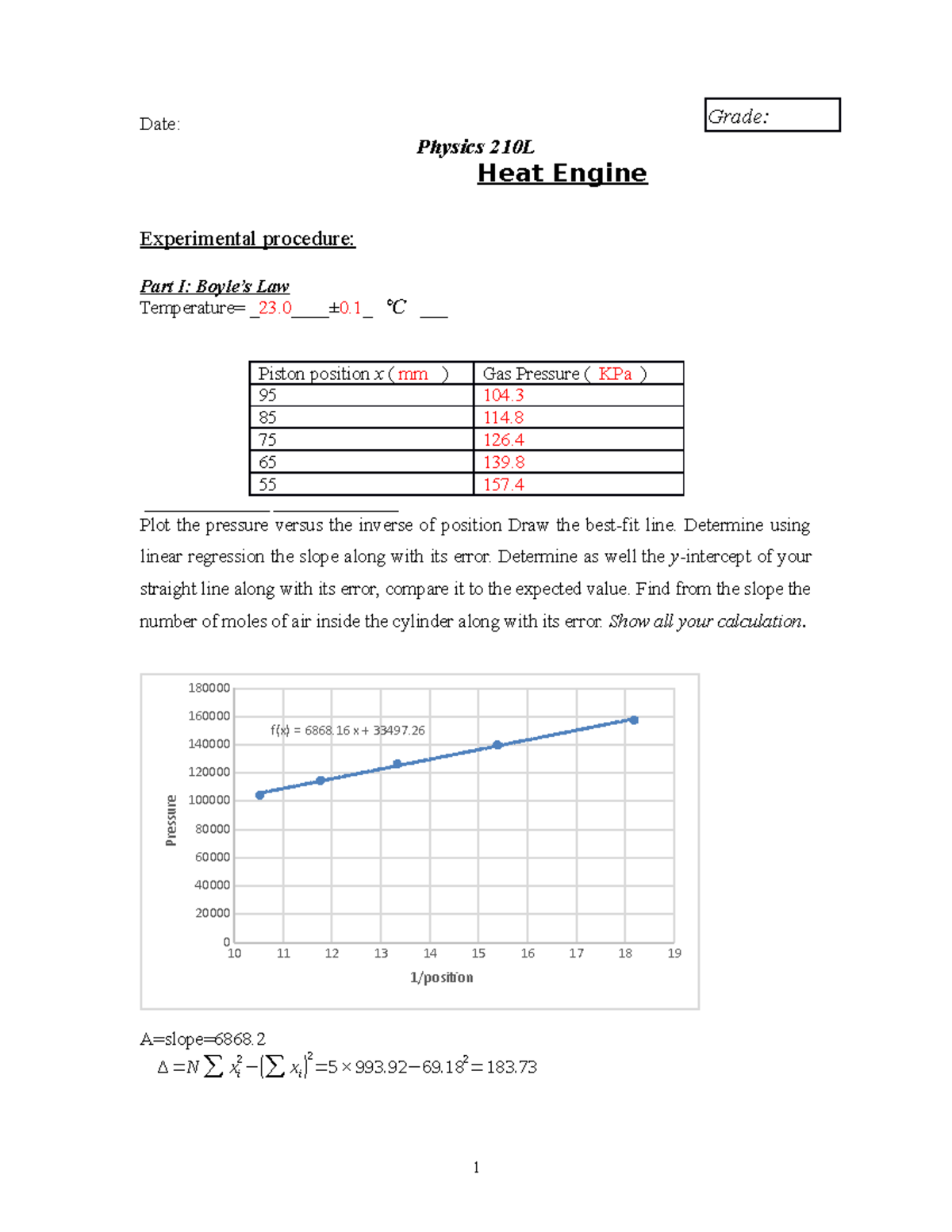 Heat Engine-report - answers to lab report - Date: Physics 210L Heat ...