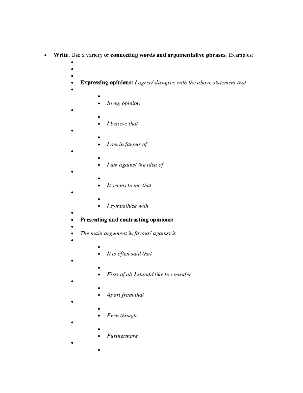 Linking Words 2 For IGCSE ENGLISH Write Use A Variety Of