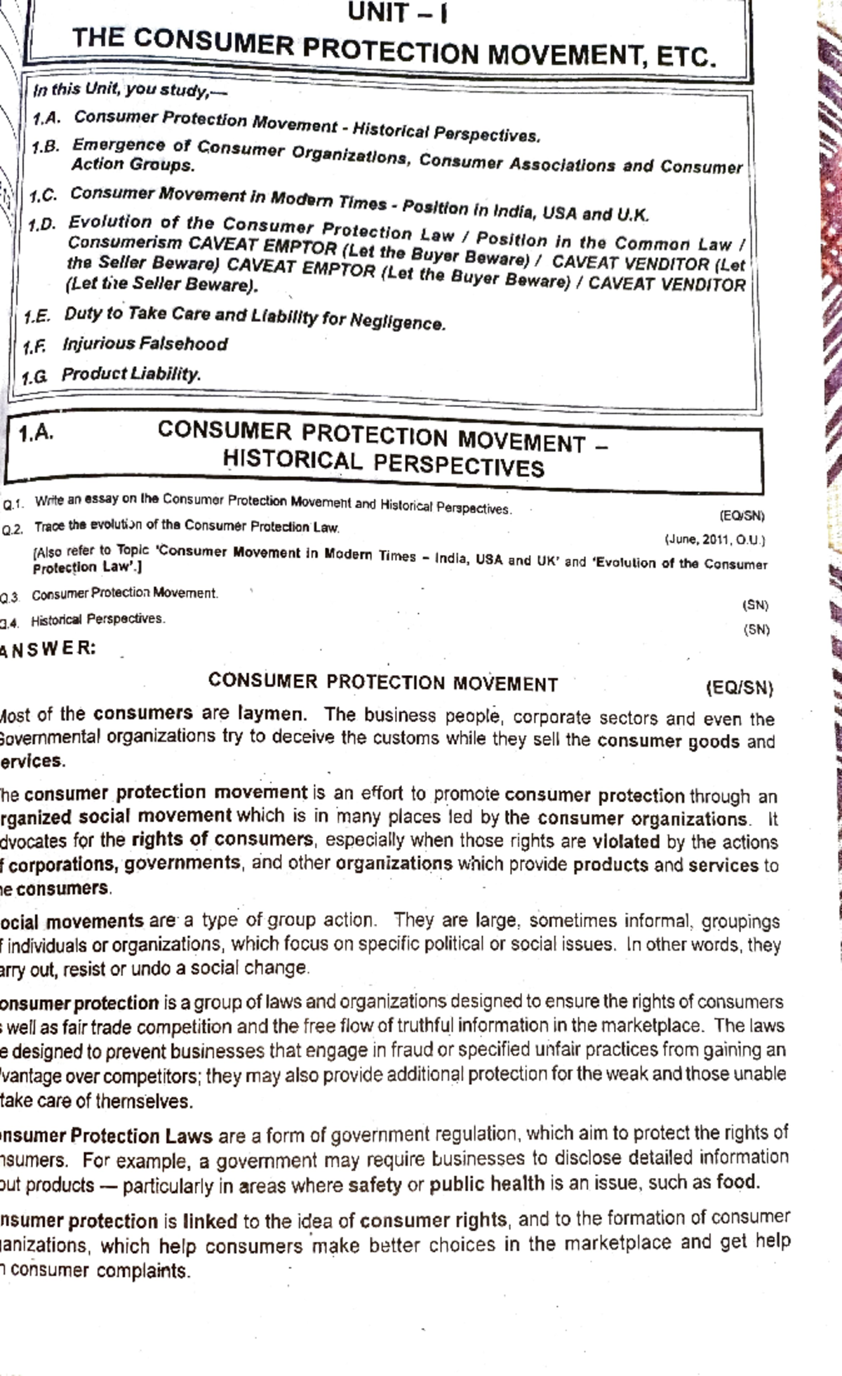 Consumer Protection Movement - UNIT- IT| THE CONSUMER PROTECTION MOVEMENT, ETC. In this Unit ...