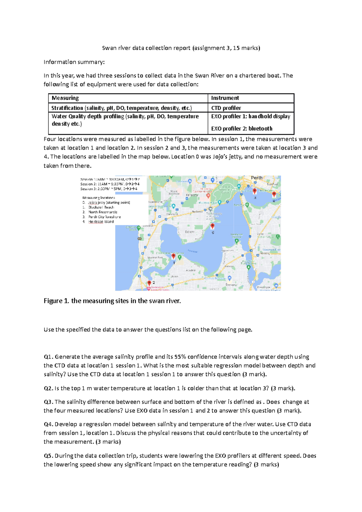 Swan river data collection assignment Solutions - Swan river data ...