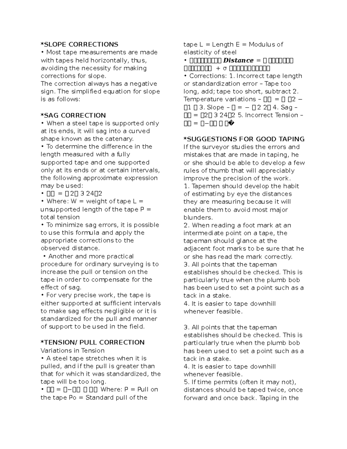 Slope Corrections Reviewer - *SLOPE CORRECTIONS Most tape measurements ...