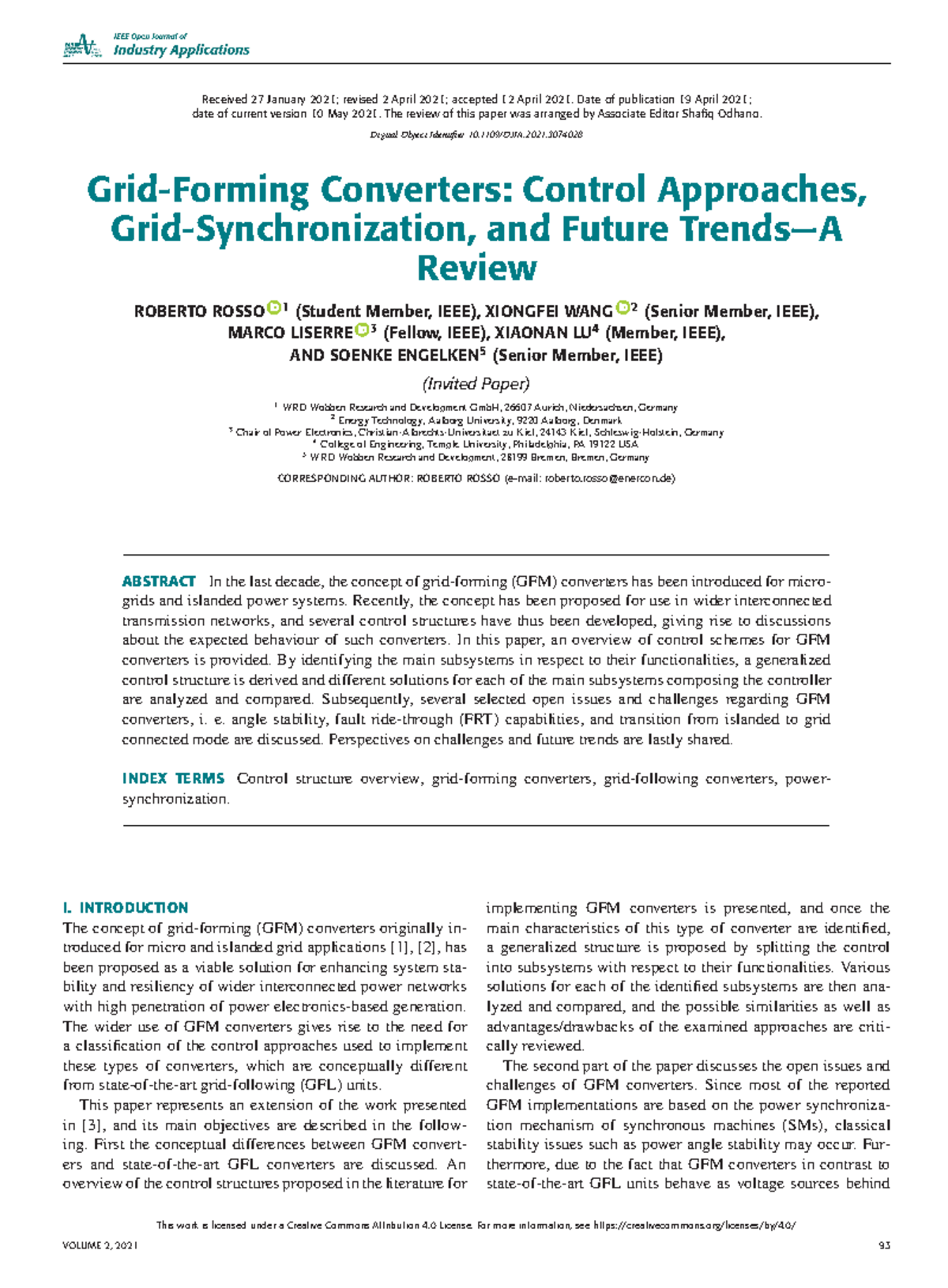 Grid Forming Converters Control Approaches Grid Synchronization And