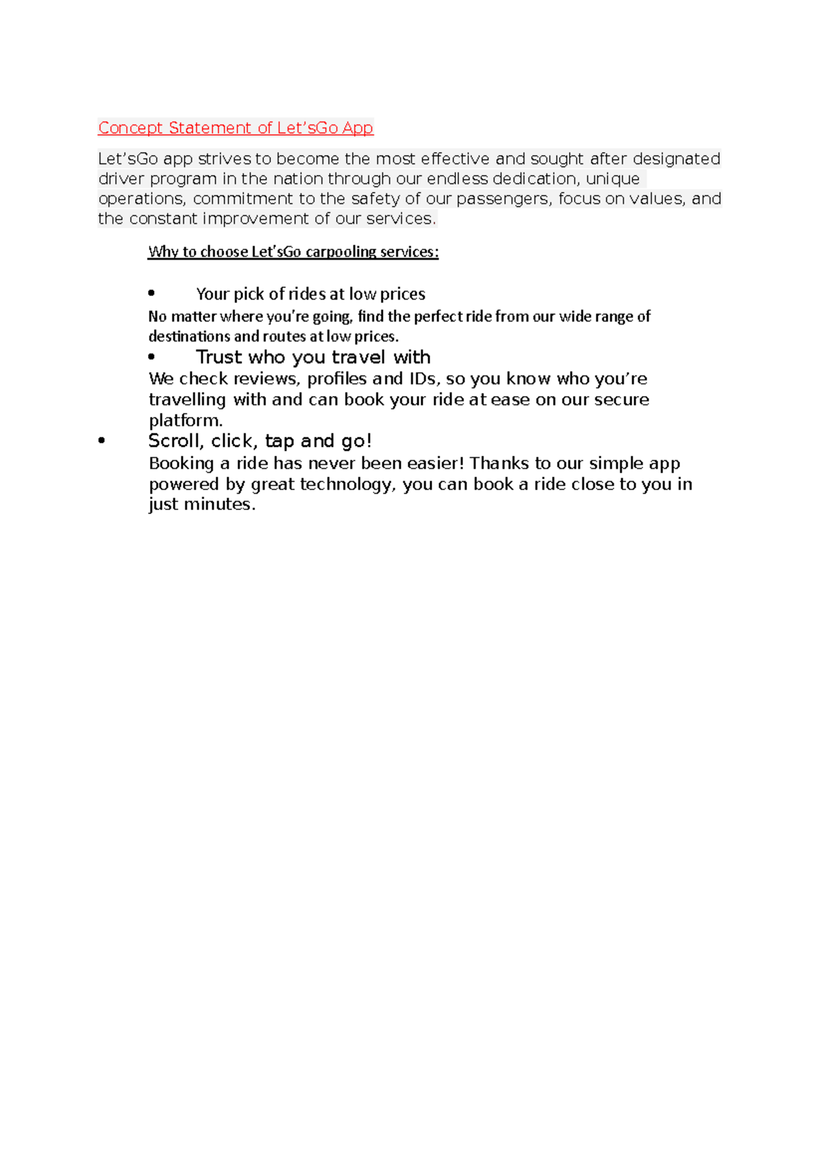 Blucker LW 11Share Economy - Concept Statement of Let’sGo App Let’sGo ...