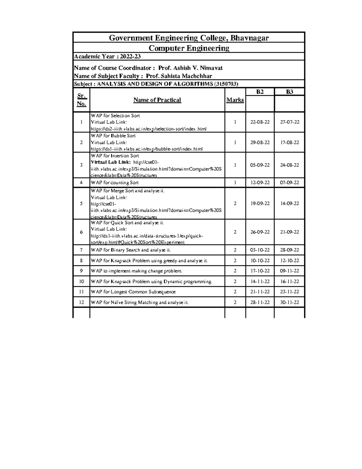 7.8. ADA Lab Planning. - B2 B 1 WAP for Selection Sort Virtual Lab Link ...