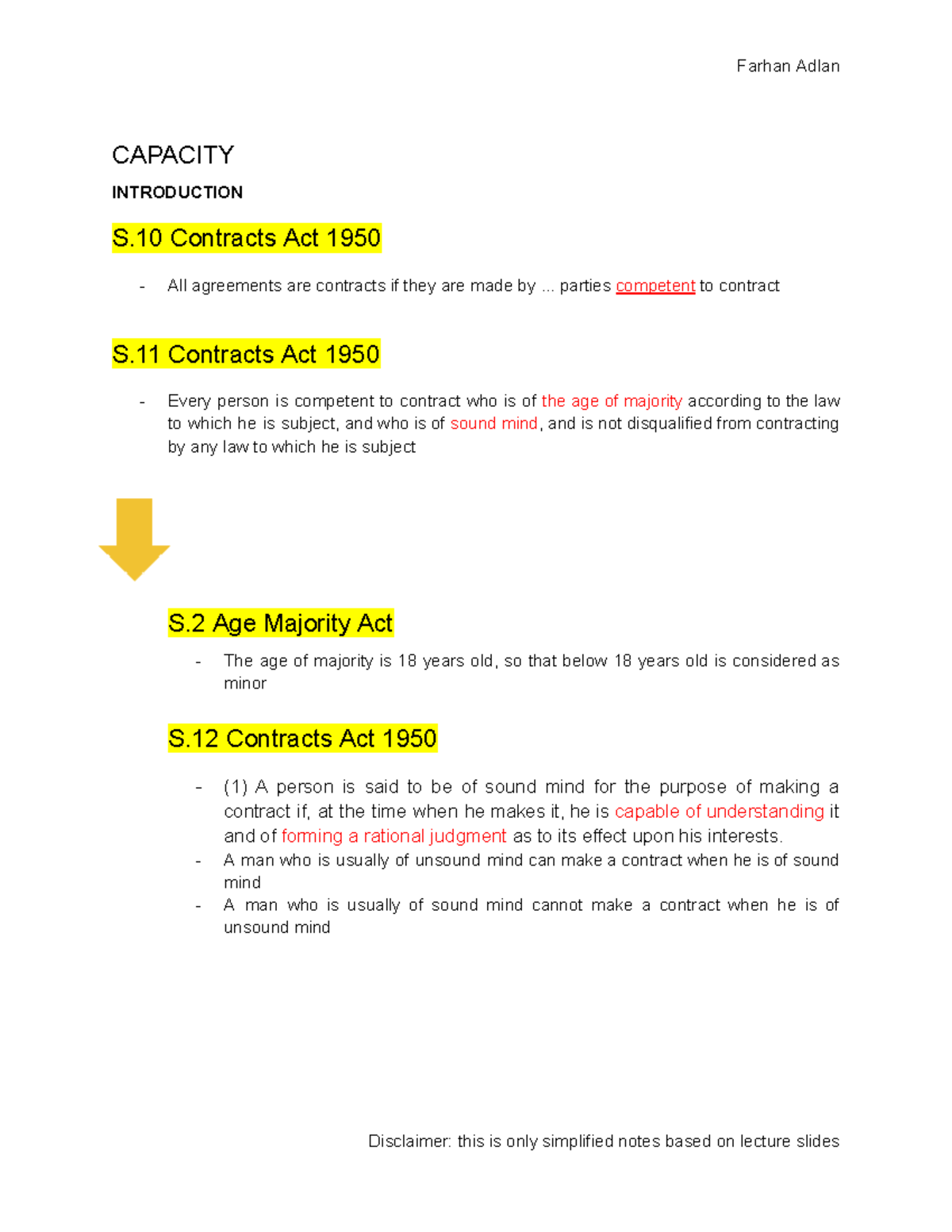 LIA1004 - Capacity - Notes based on lecture slides - CAPACITY ...