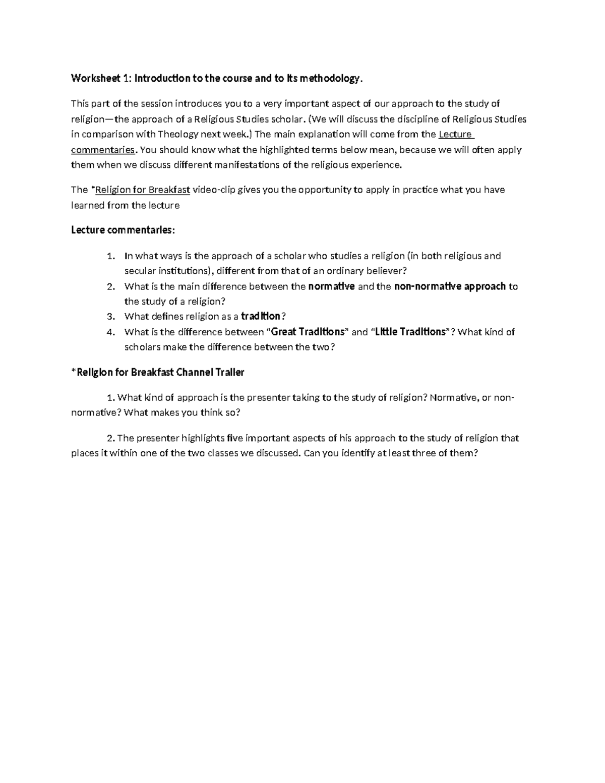 Worksheet 1 - practice material - Worksheet 1: Introduction to the ...