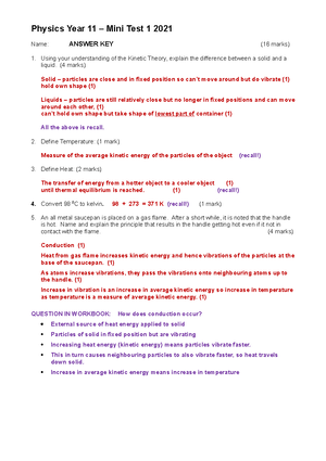 2016 physics unit 1 marking guide draft 1 - Year 11 Physics Written Paper Semester One ...