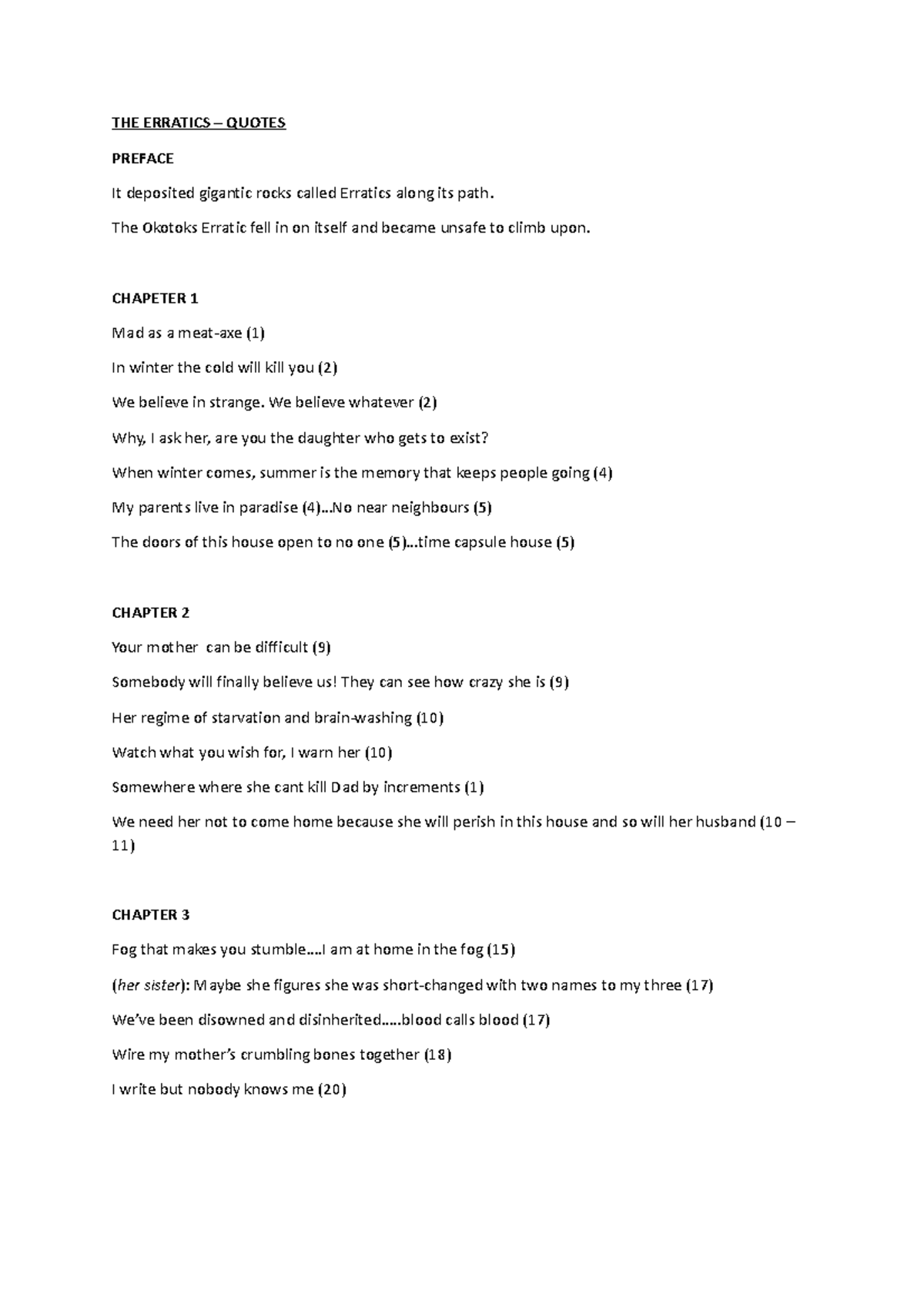 Erratics - quotes - information - THE ERRATICS – QUOTES PREFACE It ...