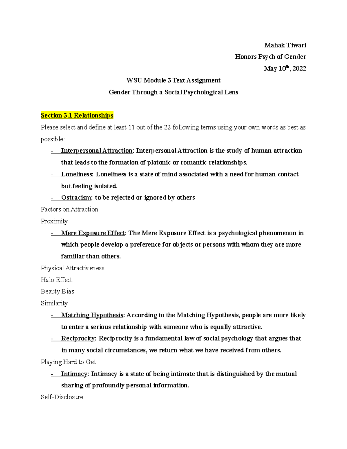 WSU Module 3 MT - Mahak Tiwari Honors Psych of Gender May 10th, 2022 ...