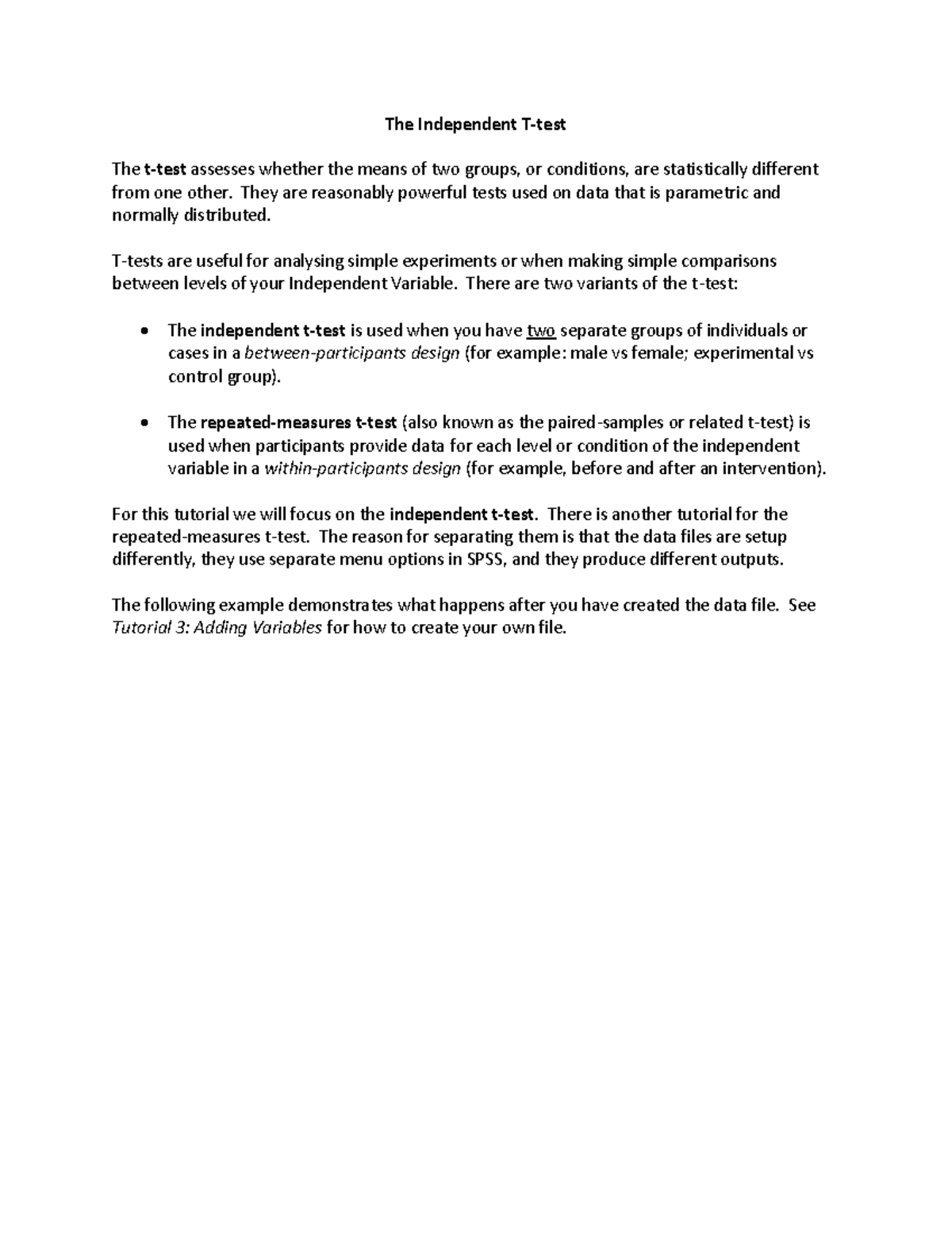 Independent Group T Tests The Independent T test The T test Assesses