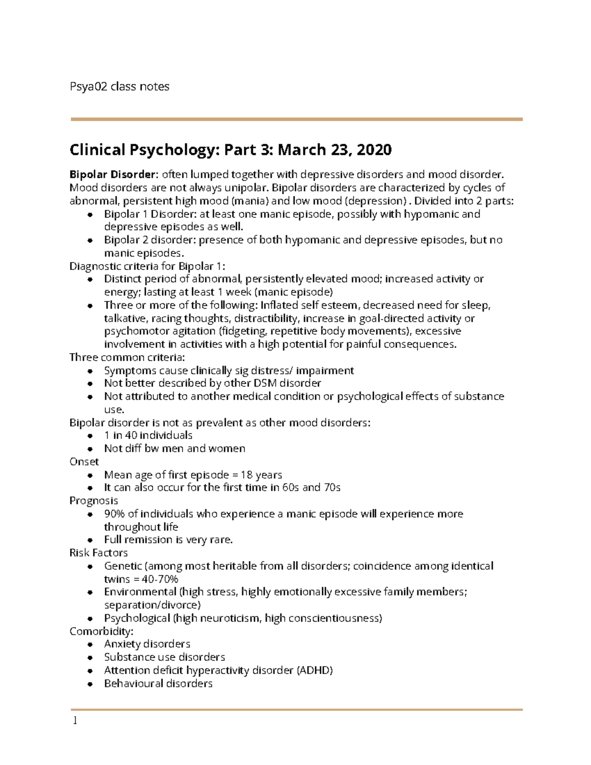Psya02 lecture notes - Psya02 class notes Clinical Psychology: Part 3 ...
