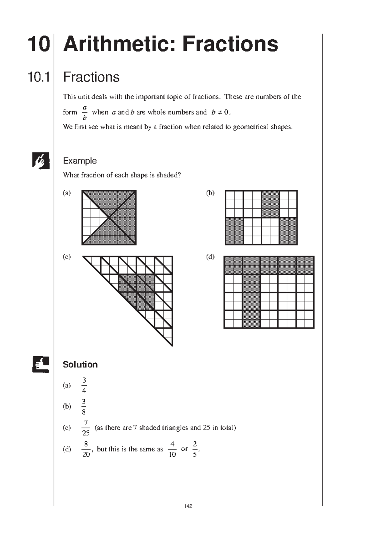 4. fraction 1 - 10 Arithmetic: Fractions 10 Fractions This unit deals ...