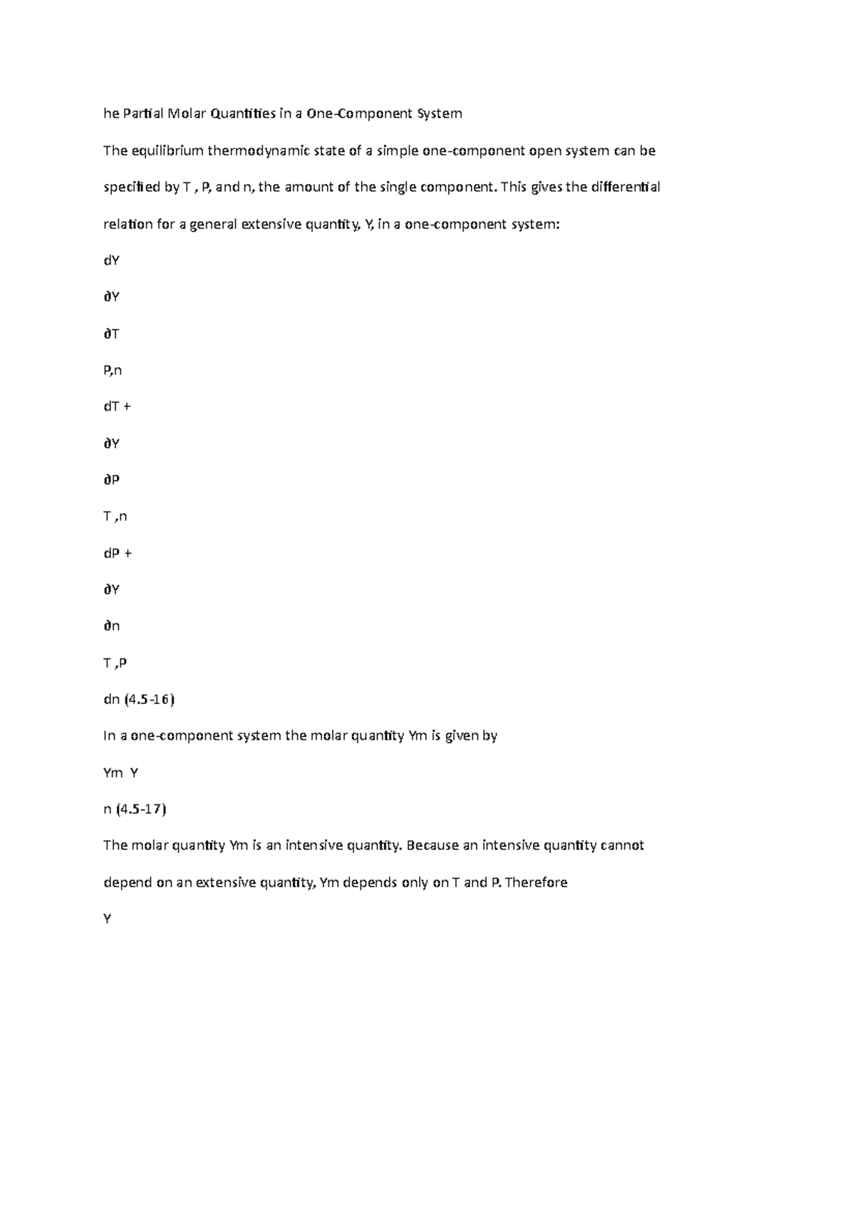 the Partial Molar Quantities in a One - he Partial Molar Quantities in ...