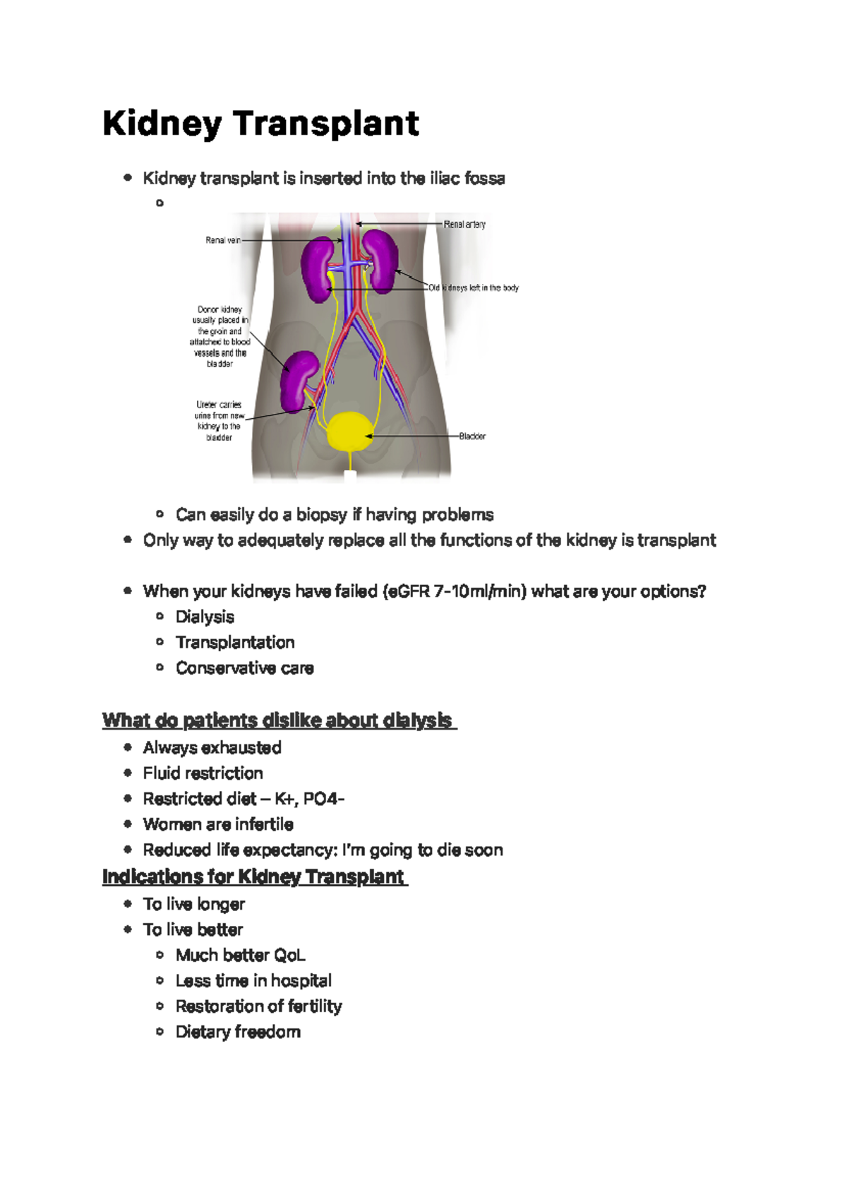 Kidney Transplant - K i d n ey Tra n s p l a n t What do patients ...