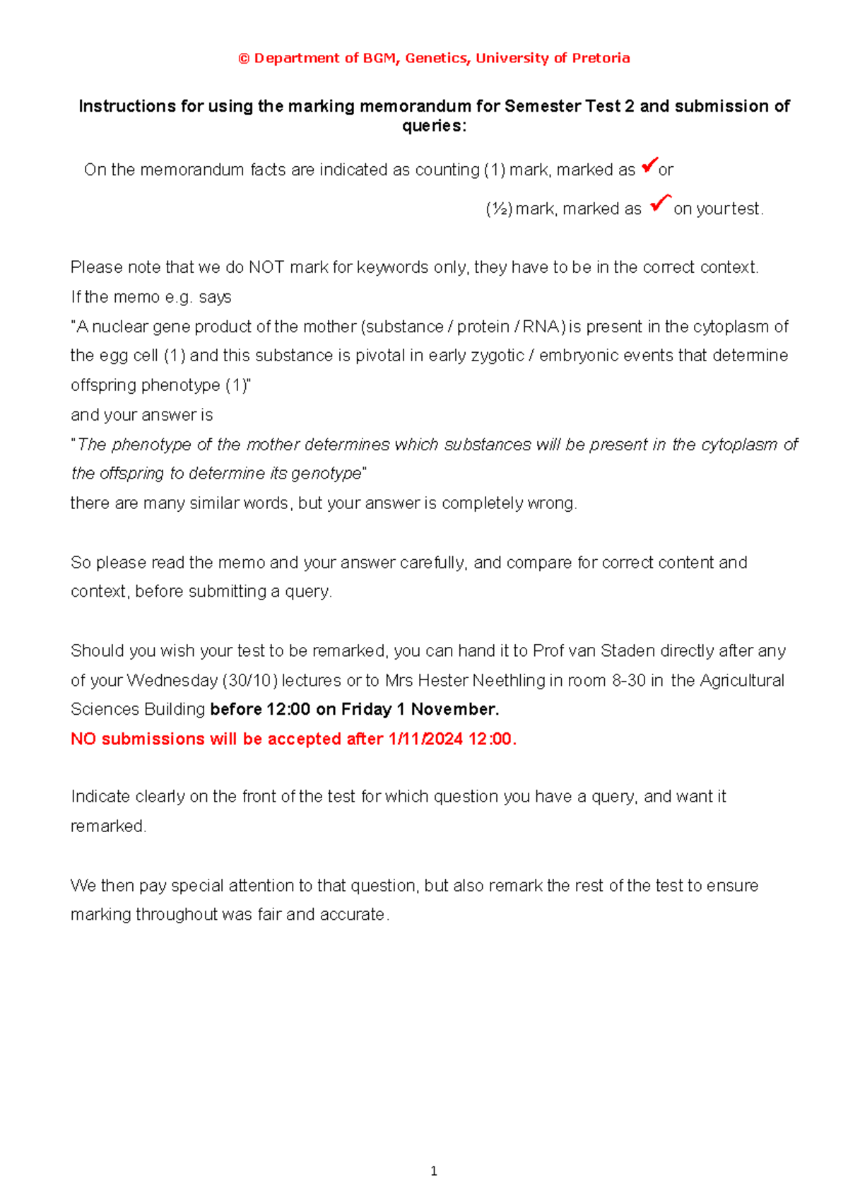 GTS 161 Semester test 2 Memo & Remarking request instructions 2 ...