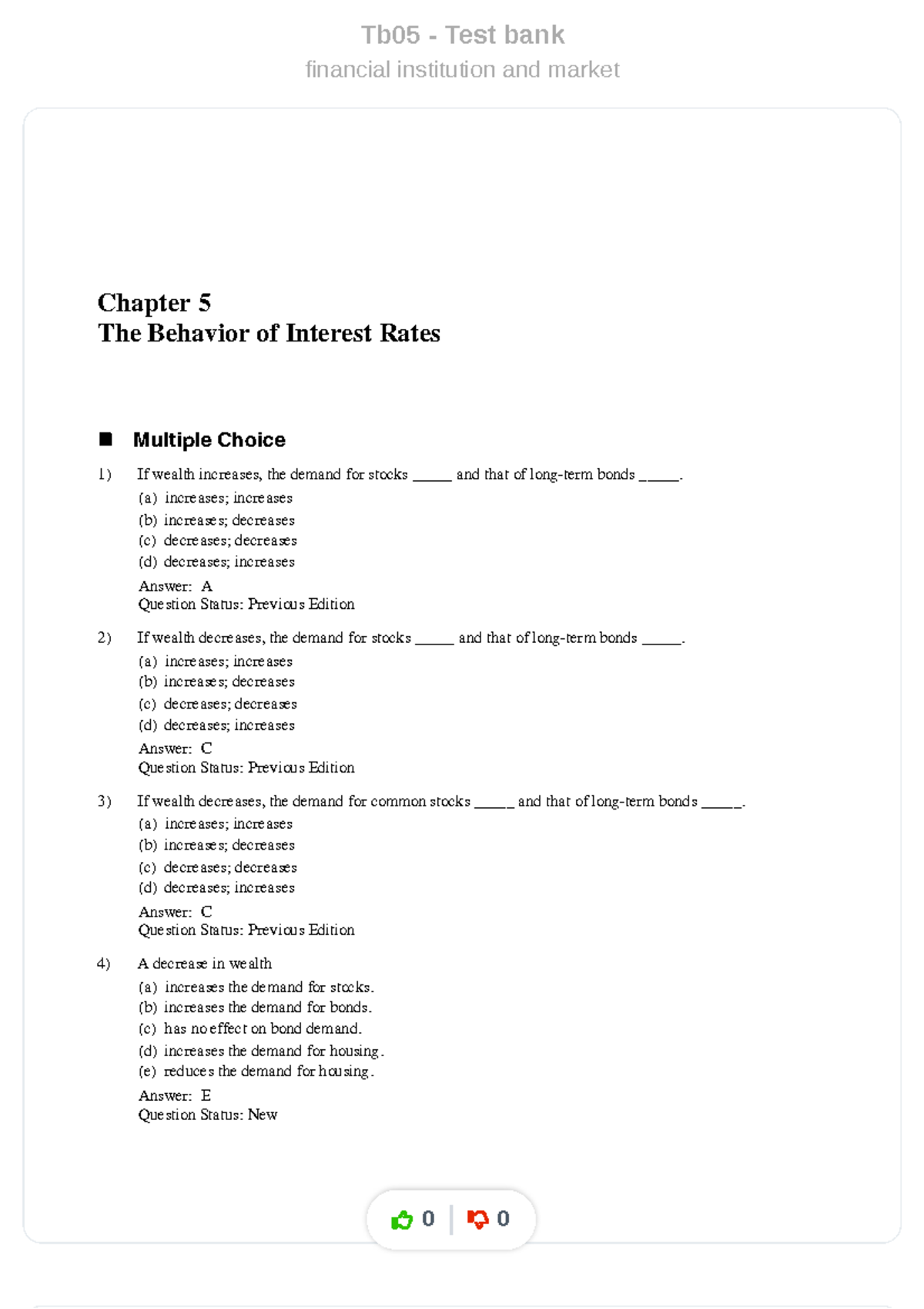 Tb05-test-bank compress - Tb05 - Test bank financial institution and ...