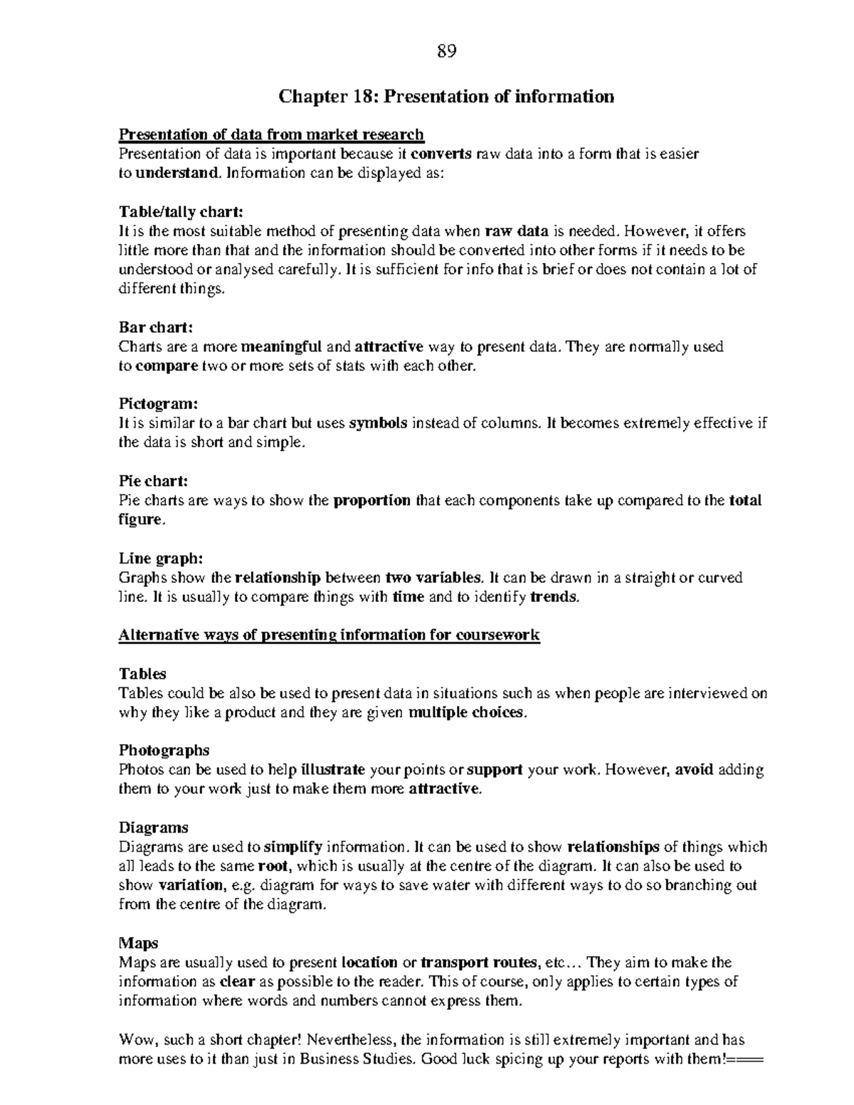 Presentation of information - 89 Chapter 18: Presentation of ...