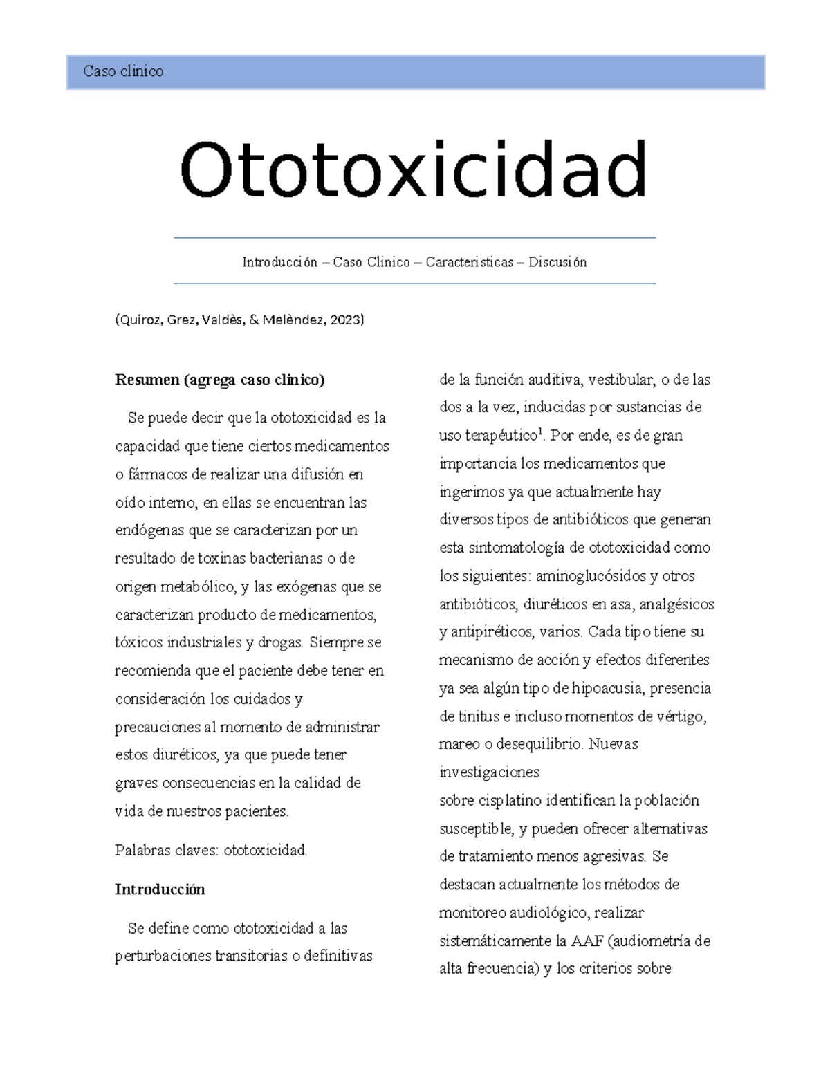 Ototoxicidad lab ORL22 xl - Ototoxicidad Introducción – Caso Clinico ...