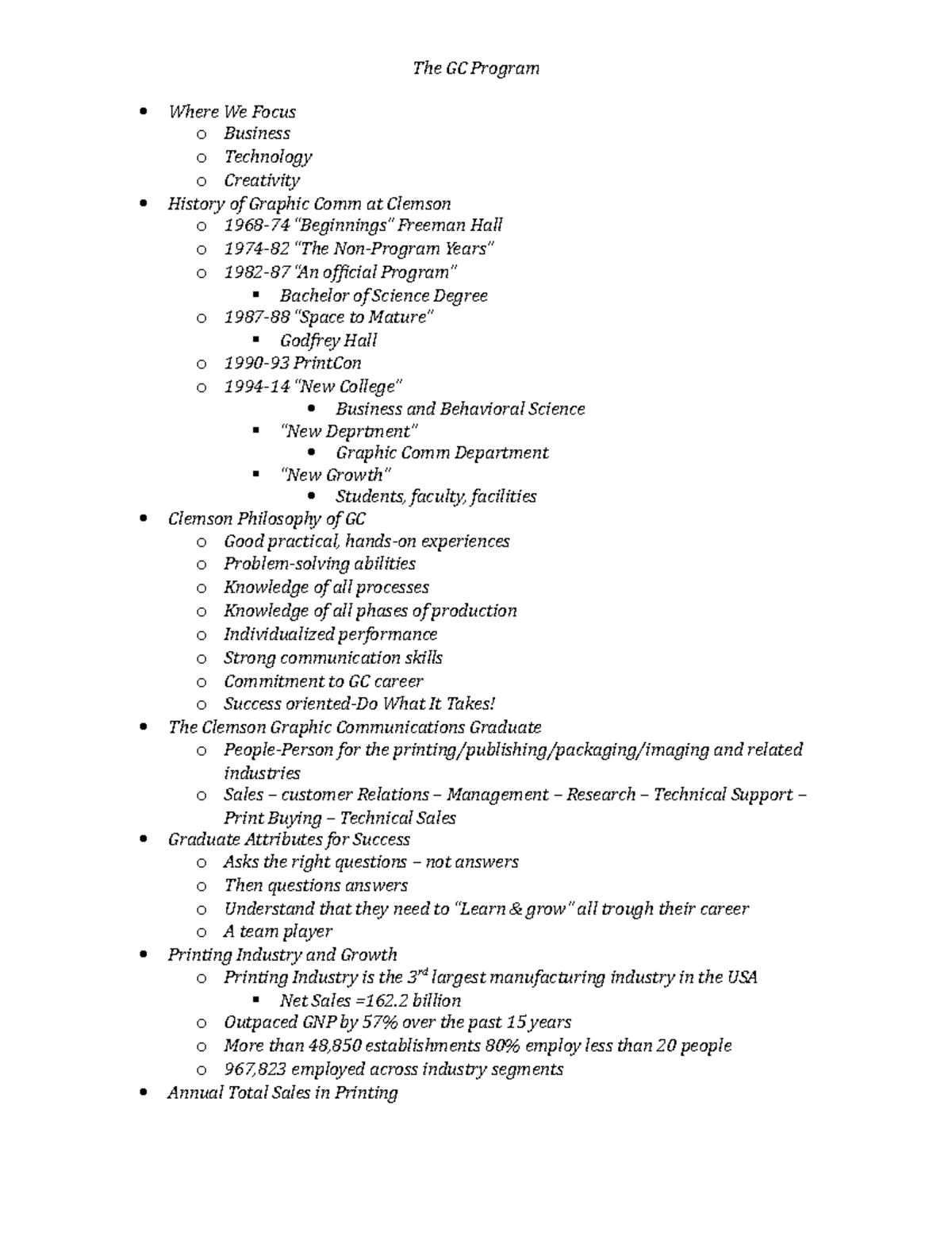 The GC Program Notes - The GC Program Where We Focus o Business o ...