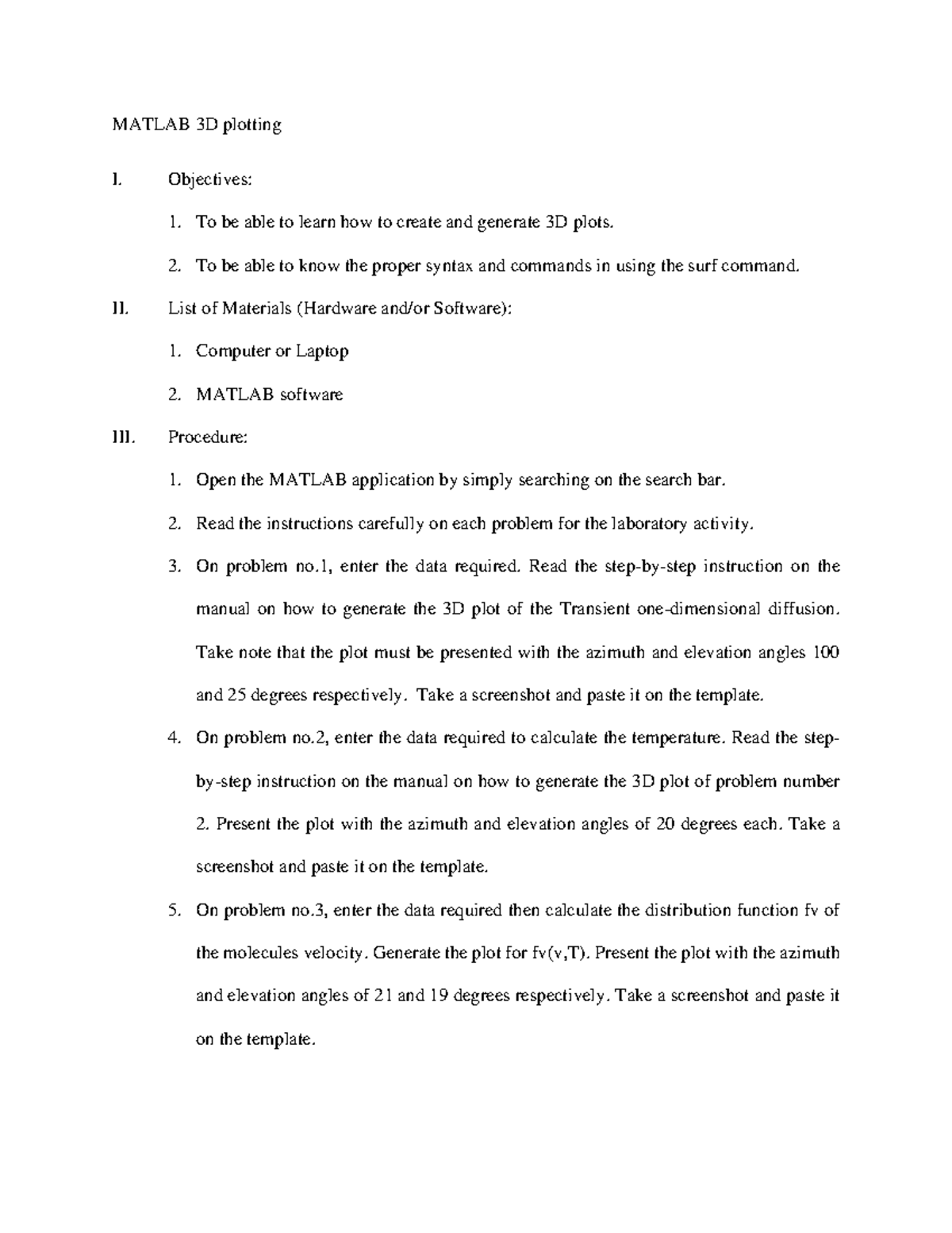 Matlab 3D plotting - This paper contains the solutions to some selected ...