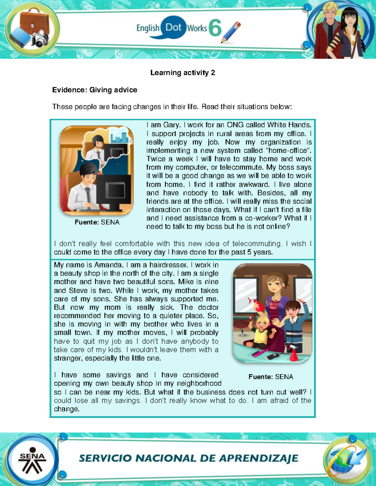 Giving advice - Nivel 6, evidencia de la actividad de aprendizaje 2 ...