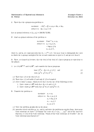 Mathematics of Operations Research 2015-2016 Example Sheet 2 ...