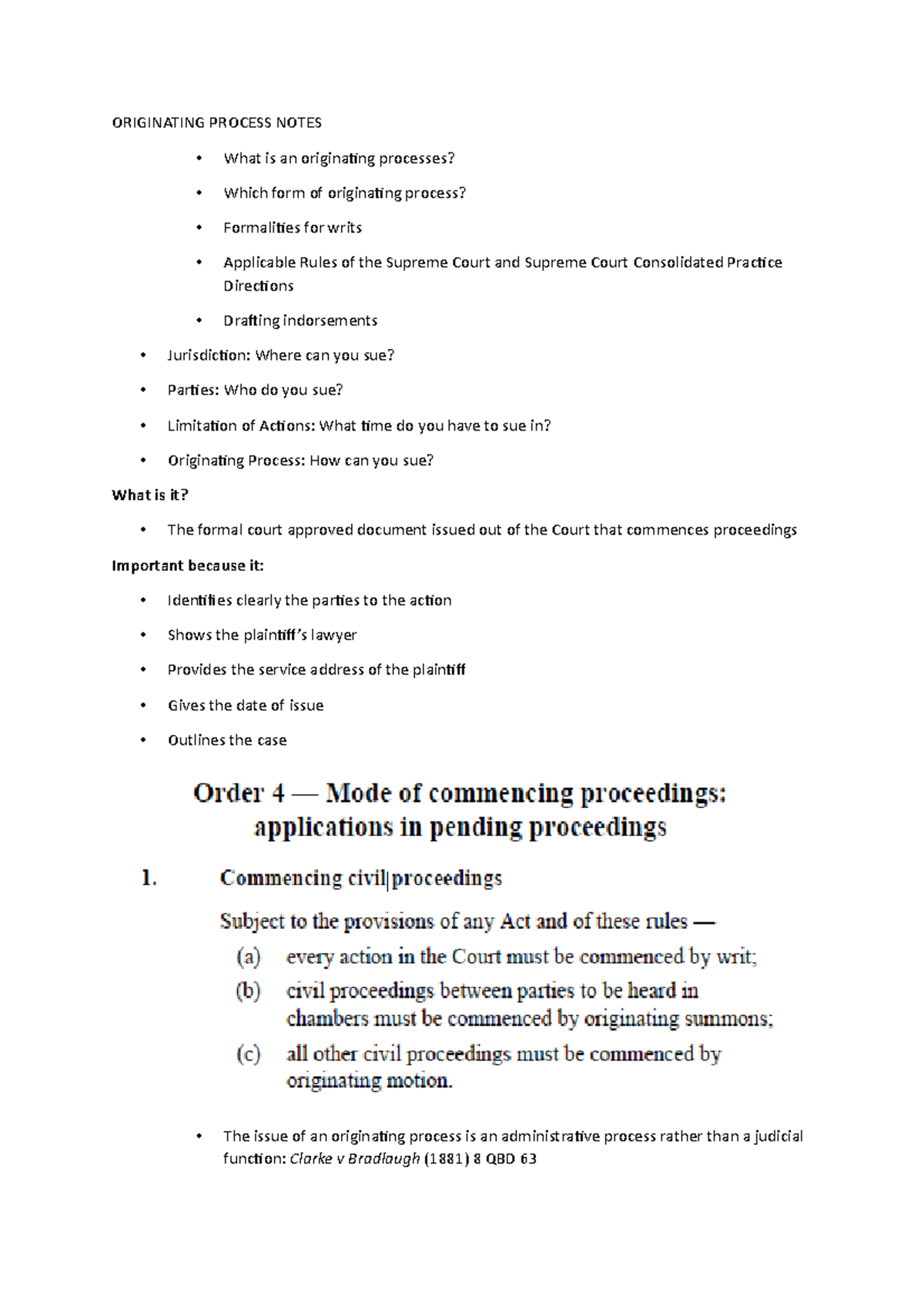 Originating Process Notes - ORIGINATING PROCESS NOTES What is an ...