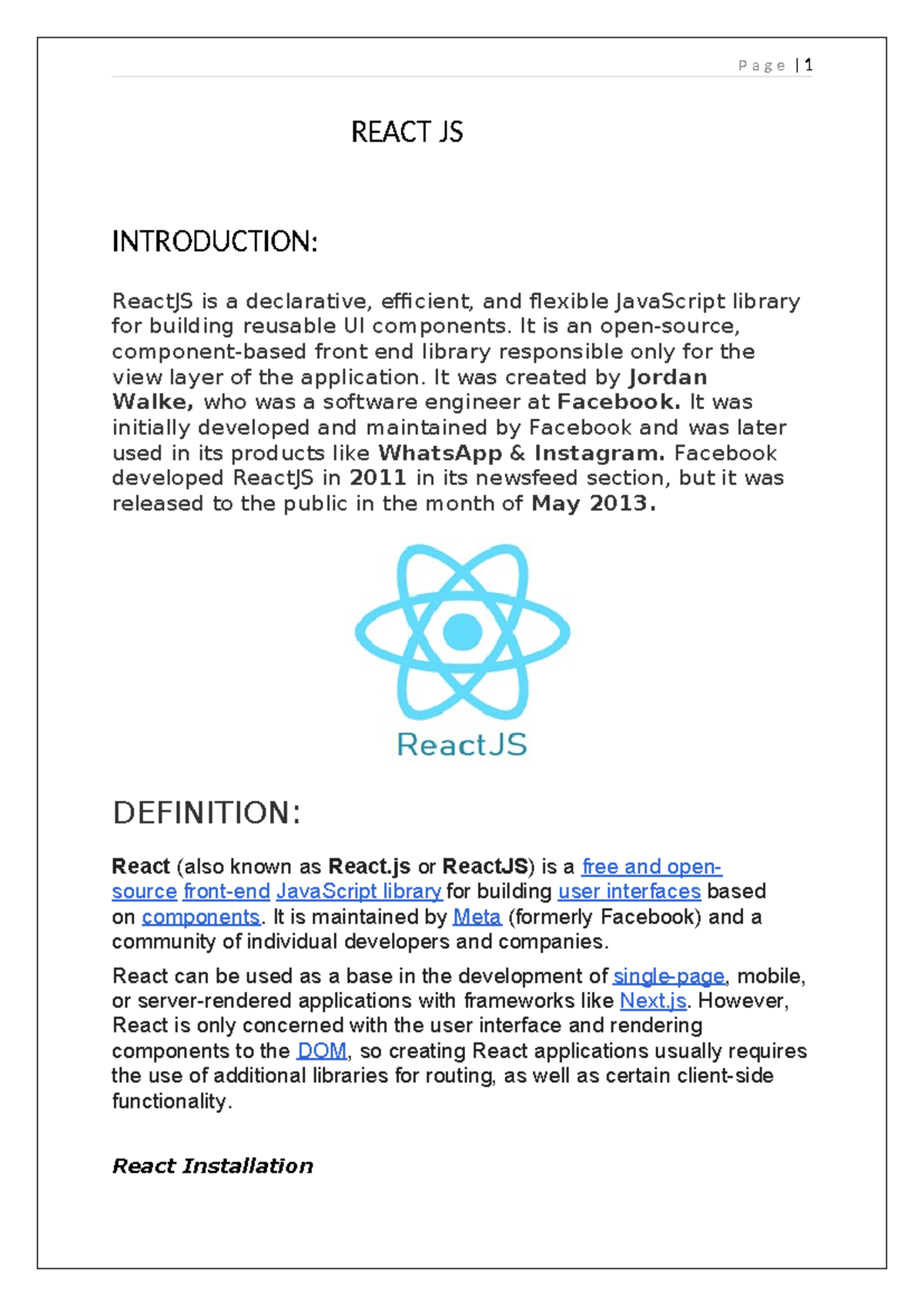 React Js React Js Introduction Reactjs Is A Declarative Efficient 6069