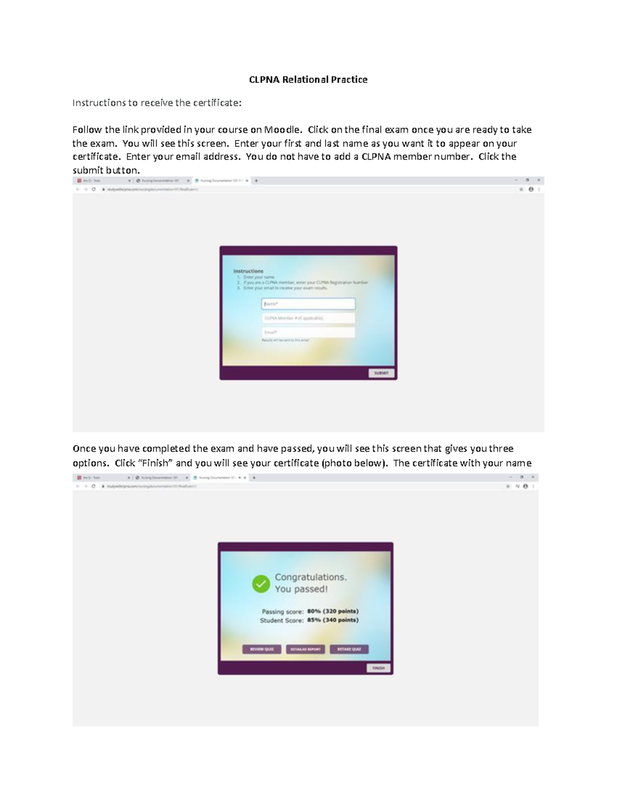 Clpna Relational Practice Instructions forNFDN 1001 class, nursing ...