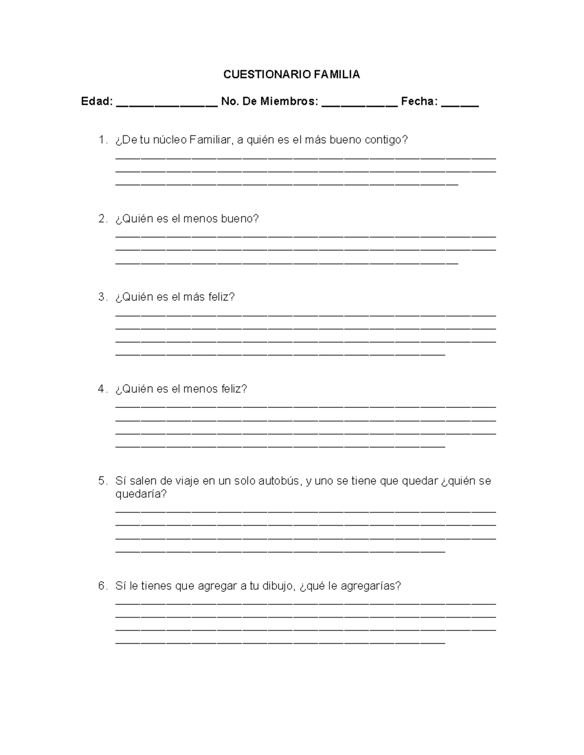 Cuestionario test de la familia - CUESTIONARIO FAMILIA Edad ...