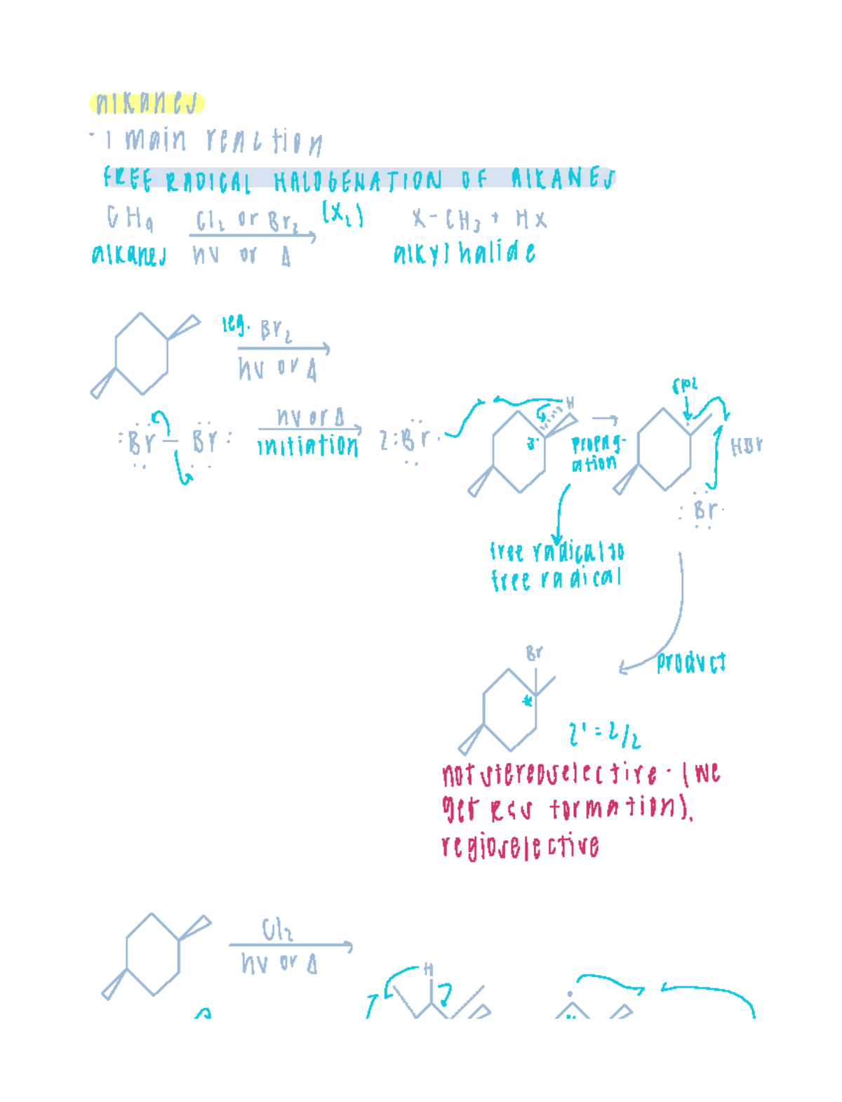 Halogenation of Alkanes, Nucleophiles, Nucleophilic Substitution ...