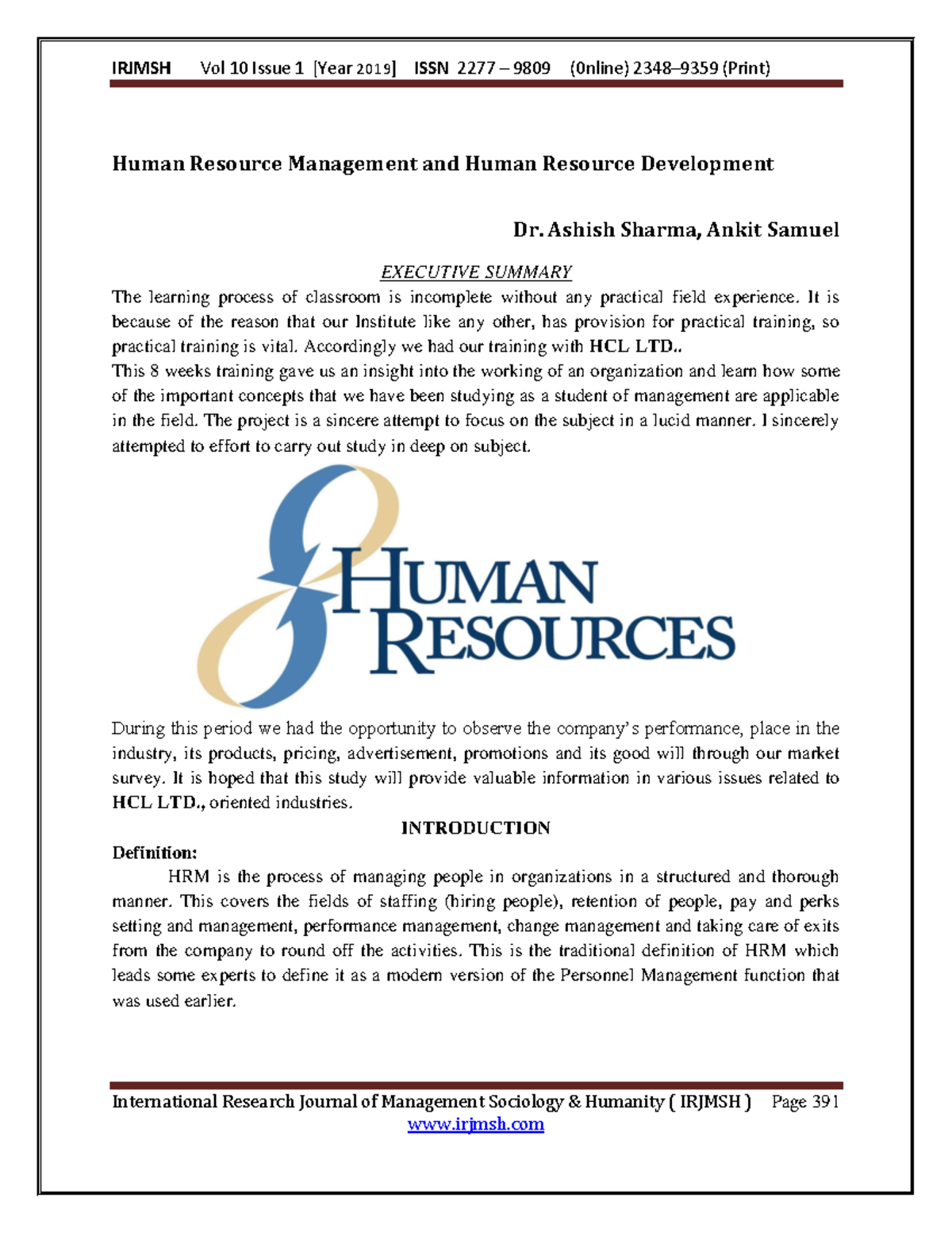 Human Resource Management and Human Reso - Ashish Sharma, Ankit Samuel ...