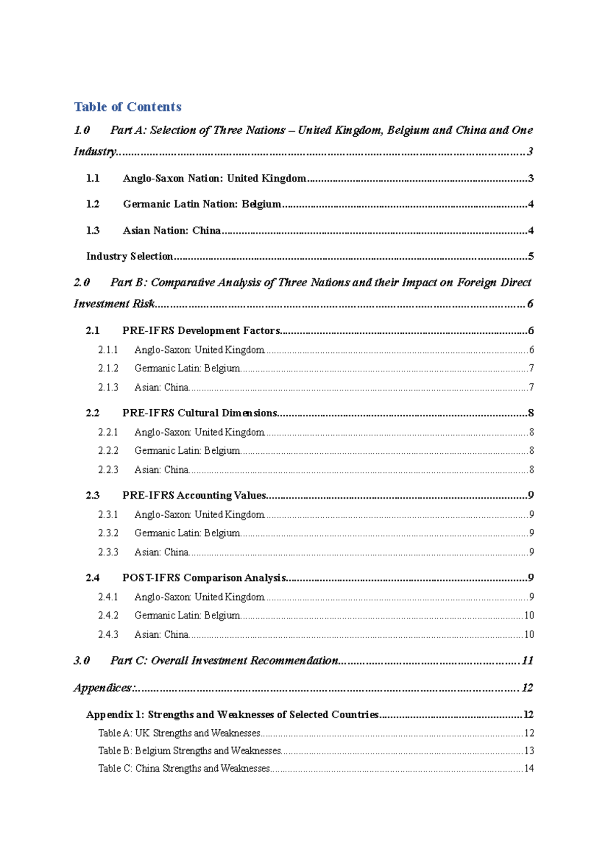 AYB227 Example Major Project Format Part A - Table of Contents - Studocu