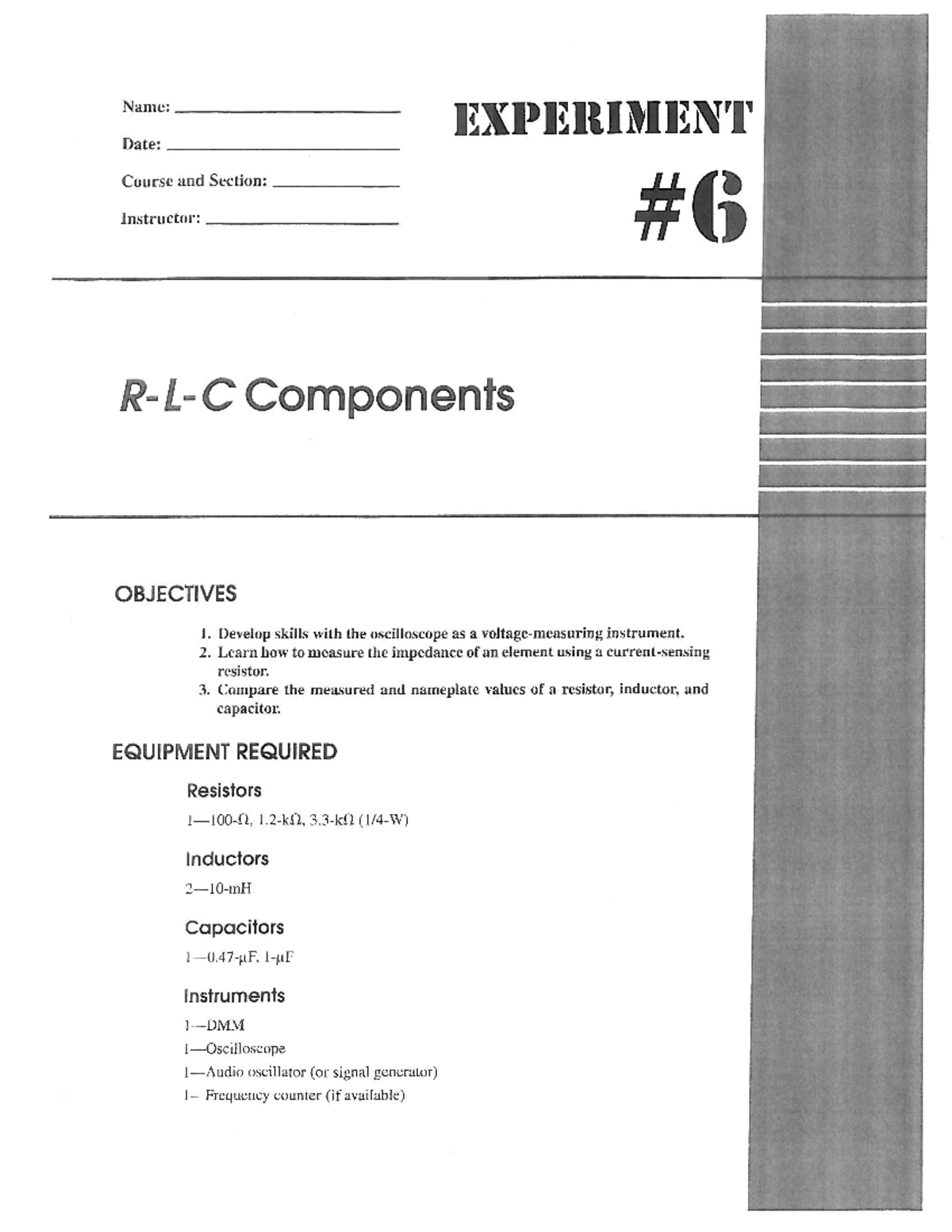 7.R-L-C Components - Lab - CET 3525 - Studocu