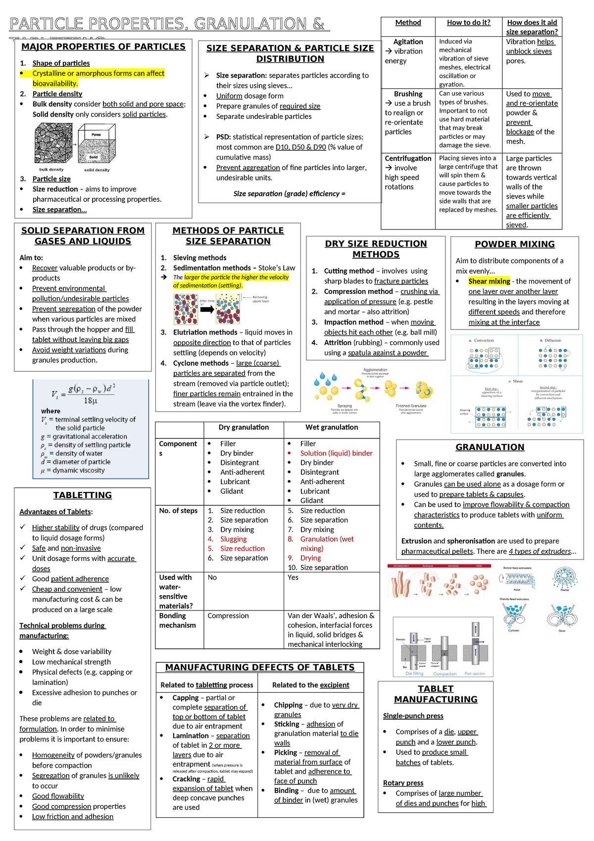 Pharmaceutics - notes - GRANULATION Small, fine or coarse particles are ...