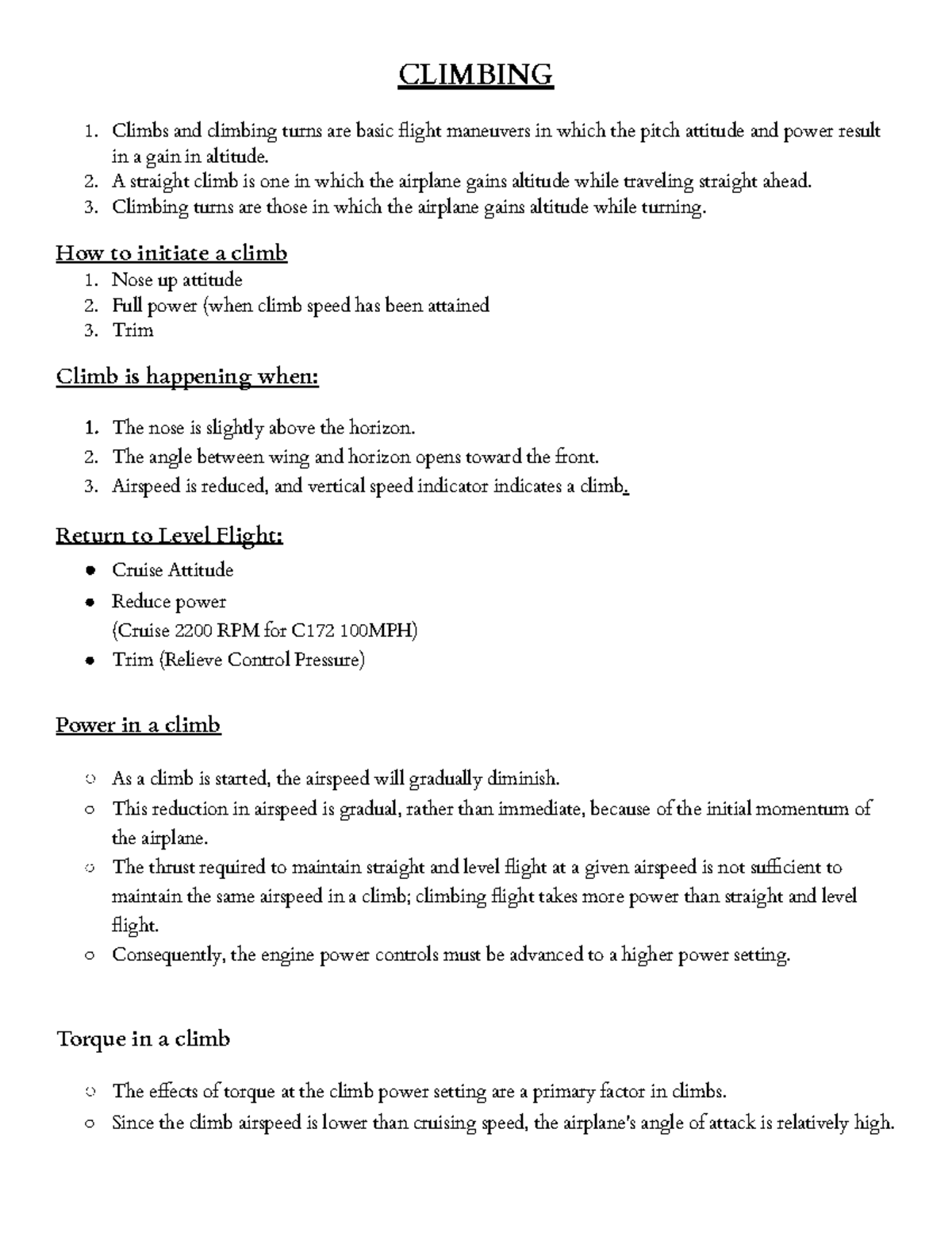 Climbing - CLIMBING Climbs and climbing turns are basic flight ...