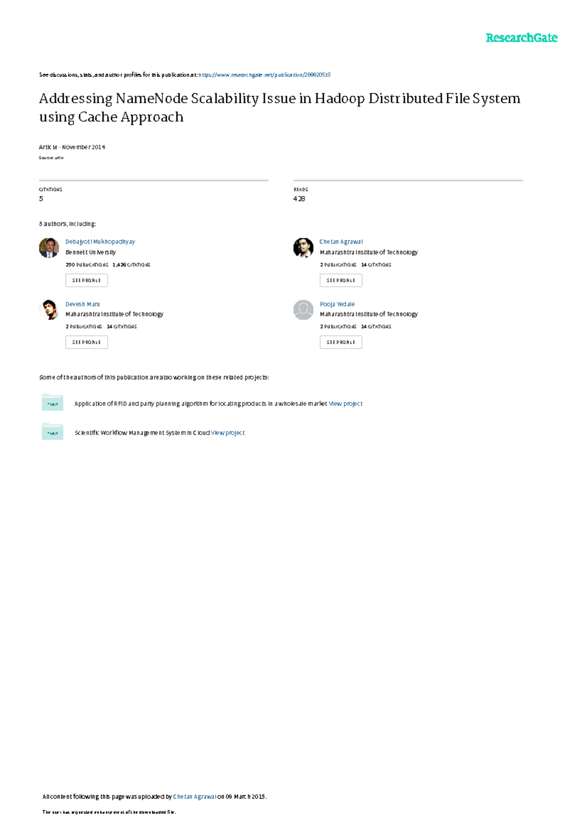 Addressing Name Node Scalability Issue In Hadoop Di See Discussions