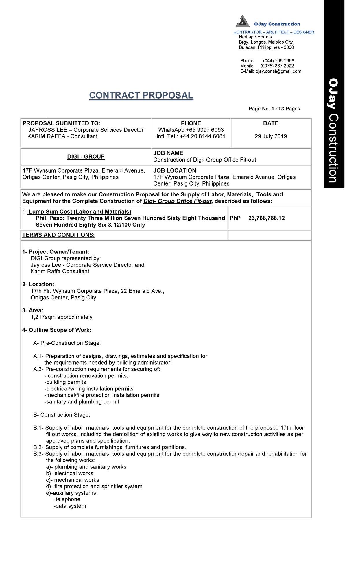 DIGI-Group Contract - OFFICE SPACE LAYOUT - OJay Construction ...