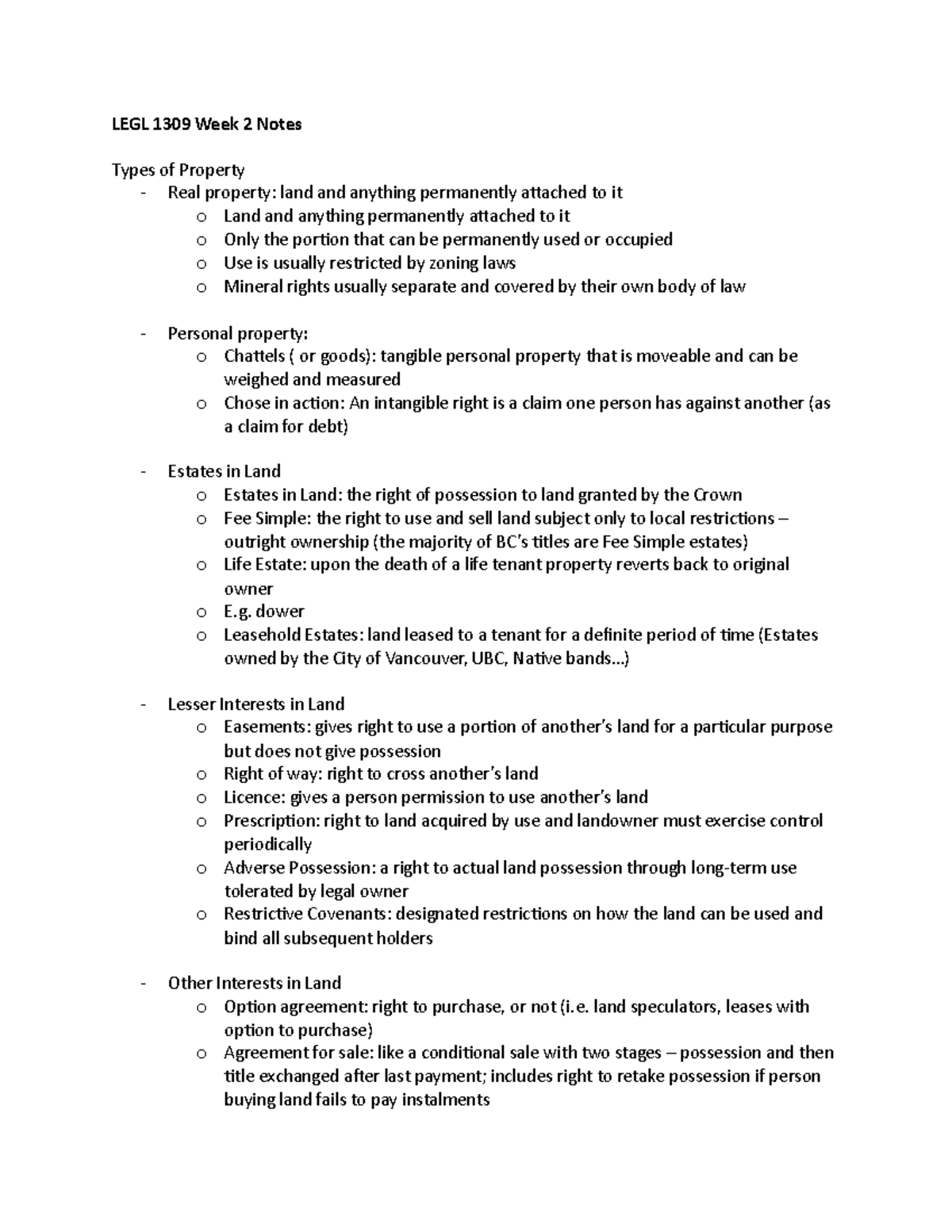 LEGL 1309 Week 2 Notes - Instructor: Janet Chee CRN30341 - LEGL 1309 ...
