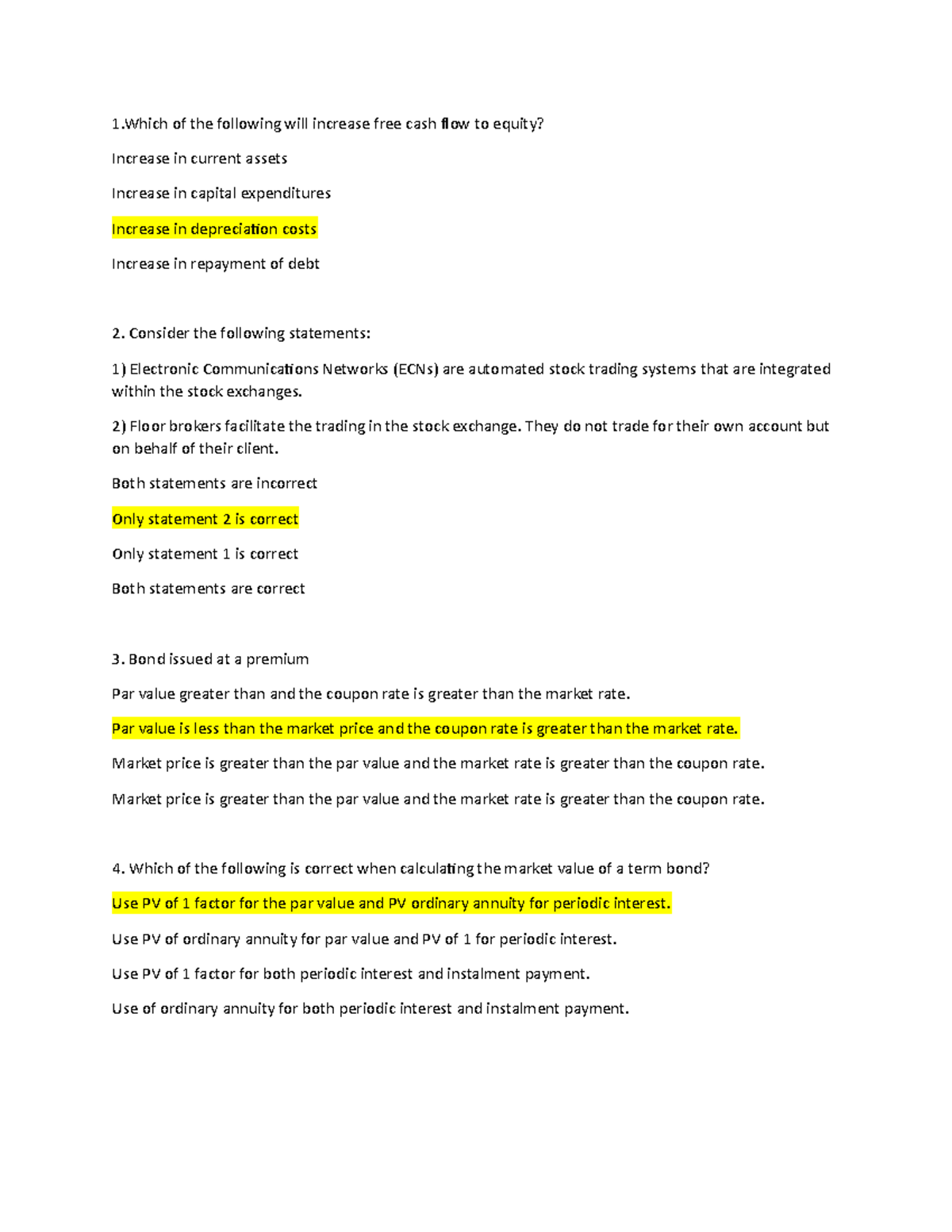 Final-Exam Theories - Auditing - 1 of the following will increase free ...