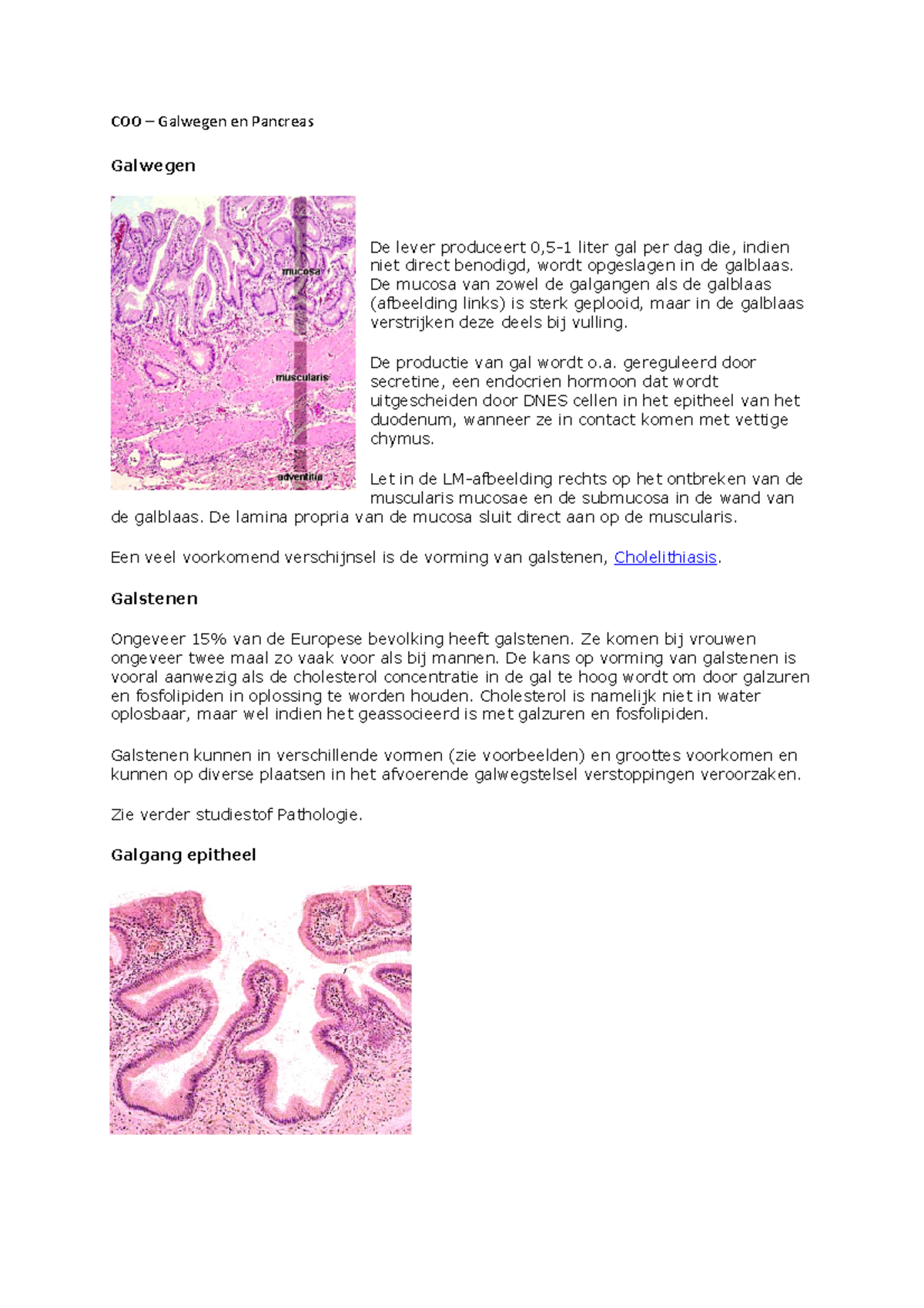 Samenvatting COO galwegen, pancreas - COO – Galwegen en Pancreas ...