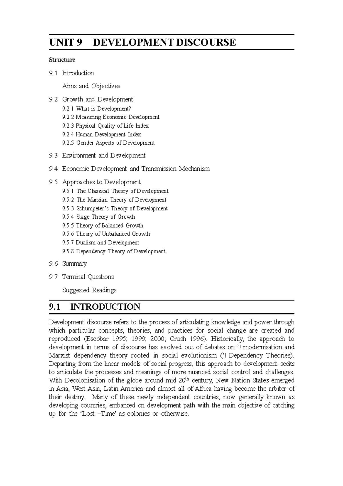 Unit-9 (15) - Class notes provided by teachers - UNIT 9 DEVELOPMENT ...